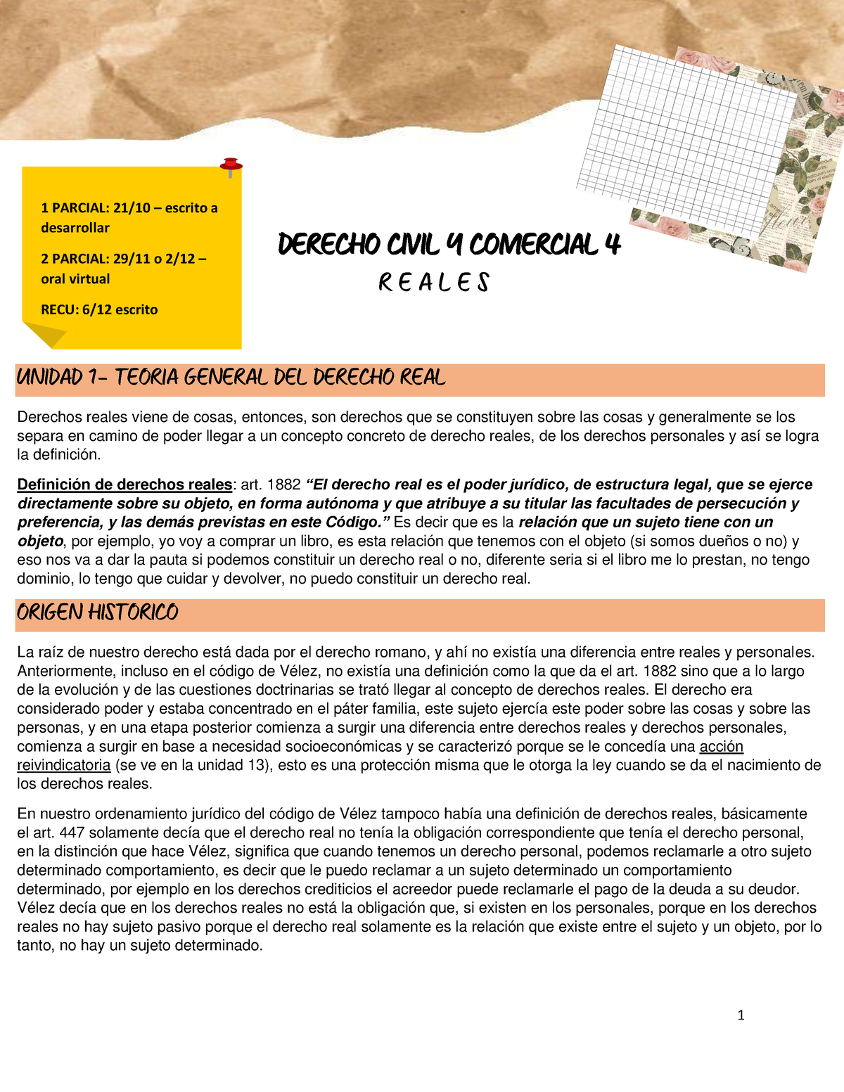 Resumen Derechos Reales Completo Unidad 1 Teoria General Del Derecho