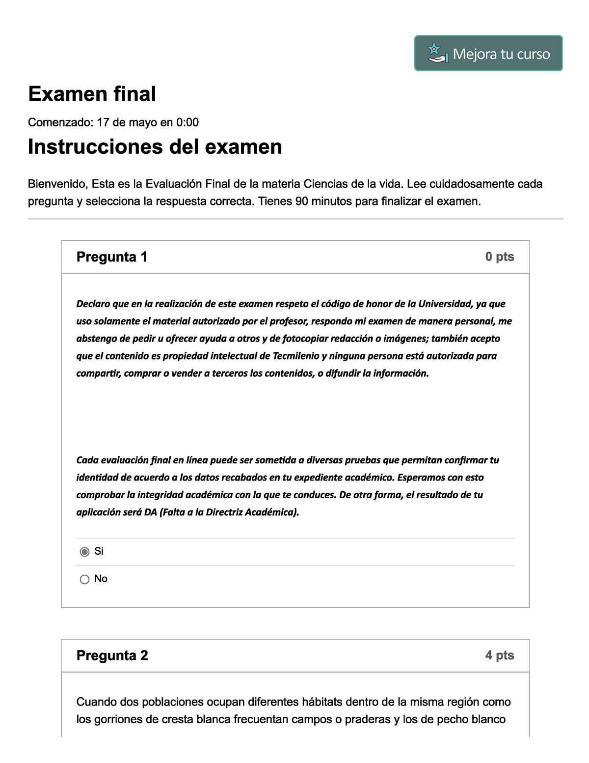 Examen Final 4to Ciencias De La Vida Studocu