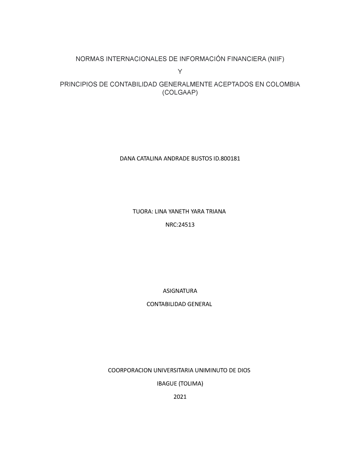 Cuadro Comparativo Entre Niif Y Colgaap Normas Internacionales De