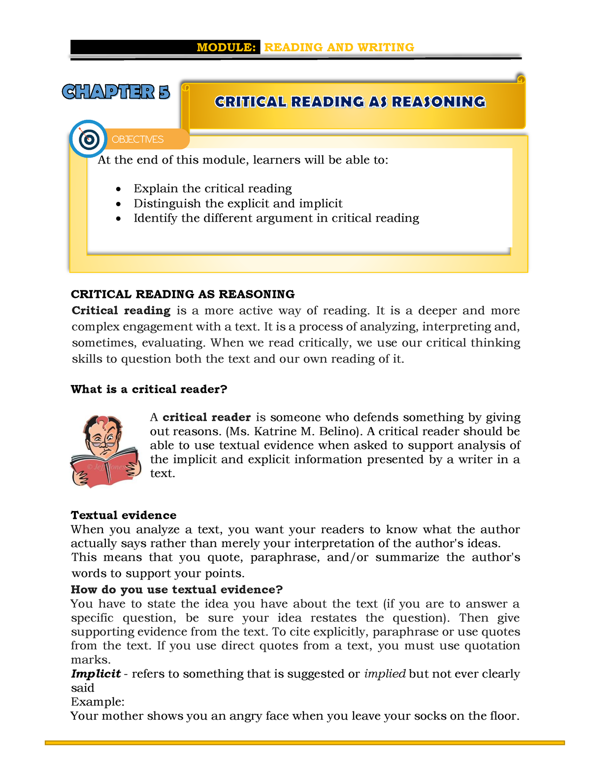 Chapter 5 Critical Reading As Reasoning Critical Reading As Reasoning