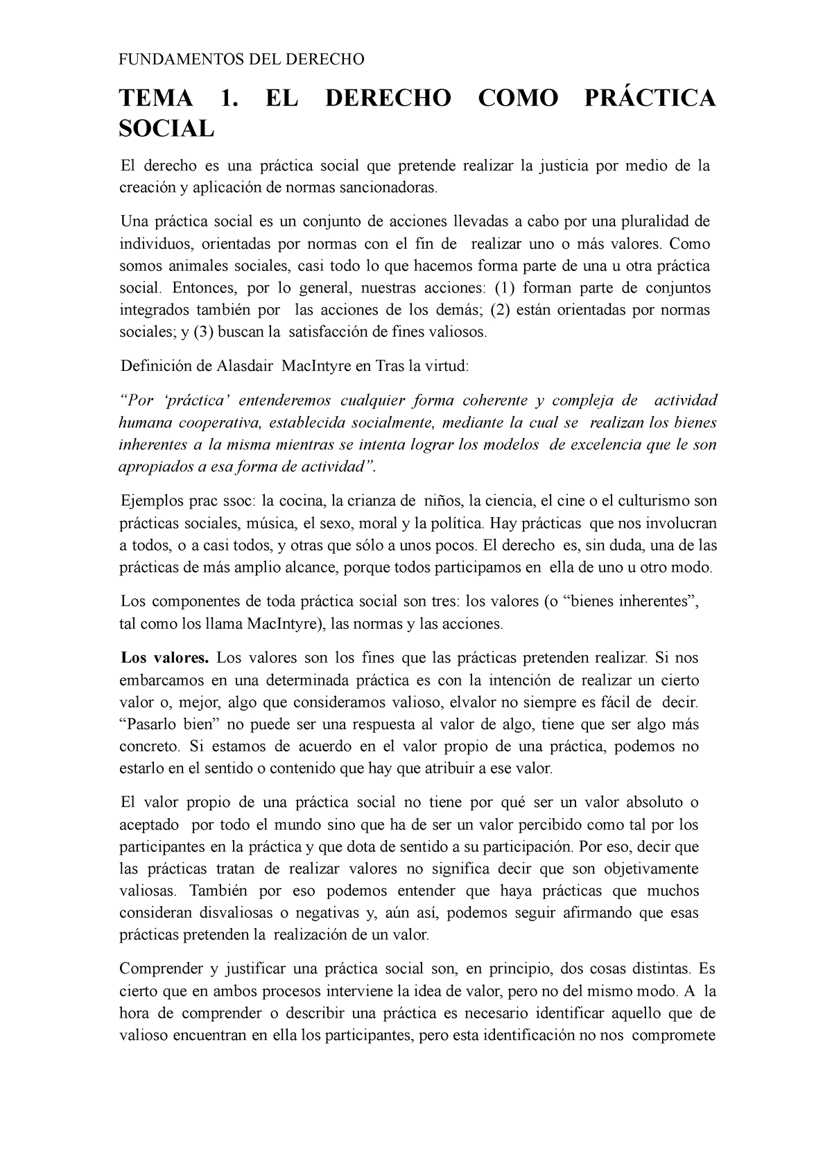 Fundamentos Del Derecho Fundamentos Del Derecho Tema 1 El Derecho