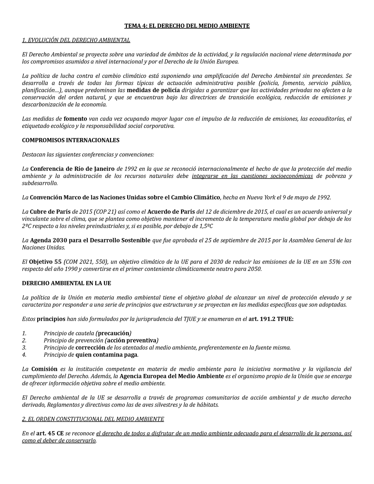 Apuntes Tema 4 Administrativo Tema 4 El Derecho Del Medio Ambiente 1