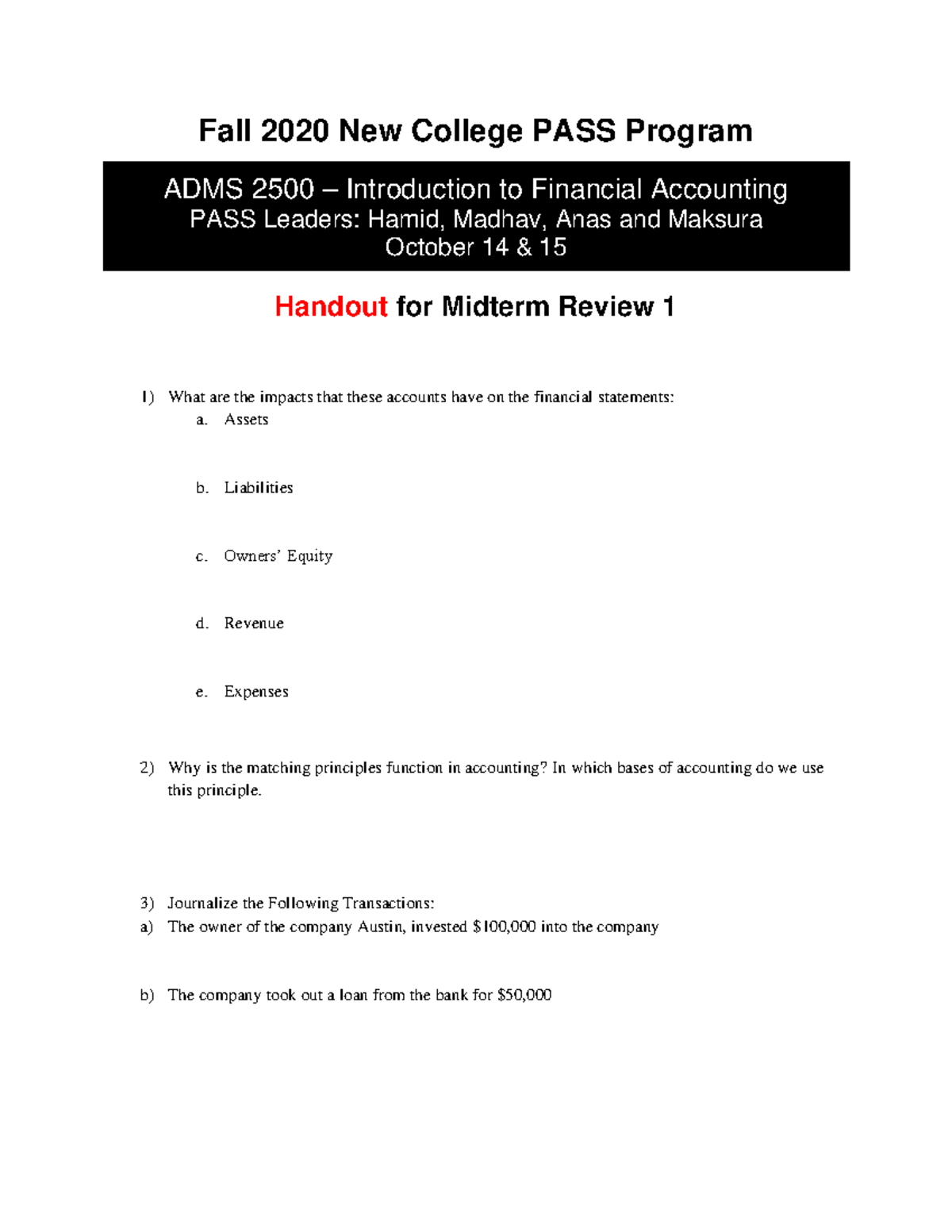 Adms 2500 Midterm 1 Review Handout Warning Tt Undefined Function