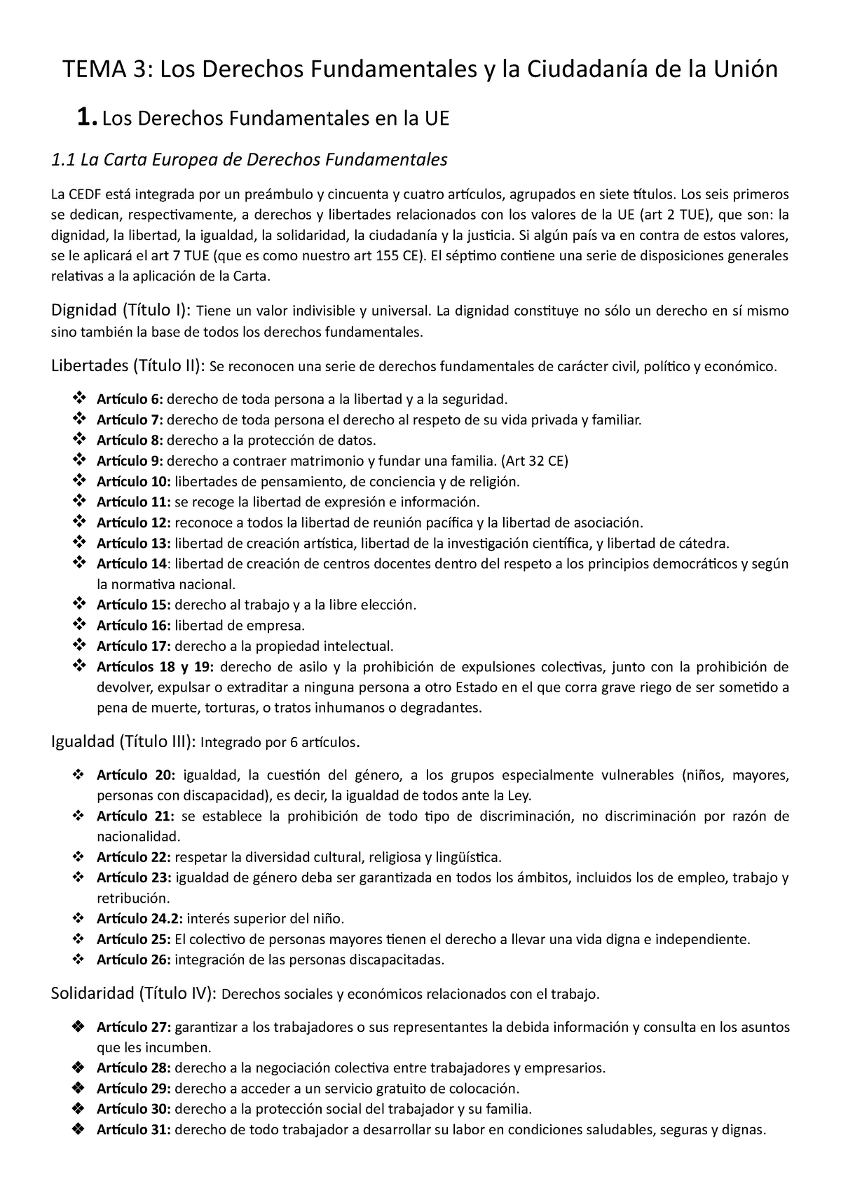 Tema 3 Apuntes De Clase Tema 3 Los Derechos Fundamentales Y La