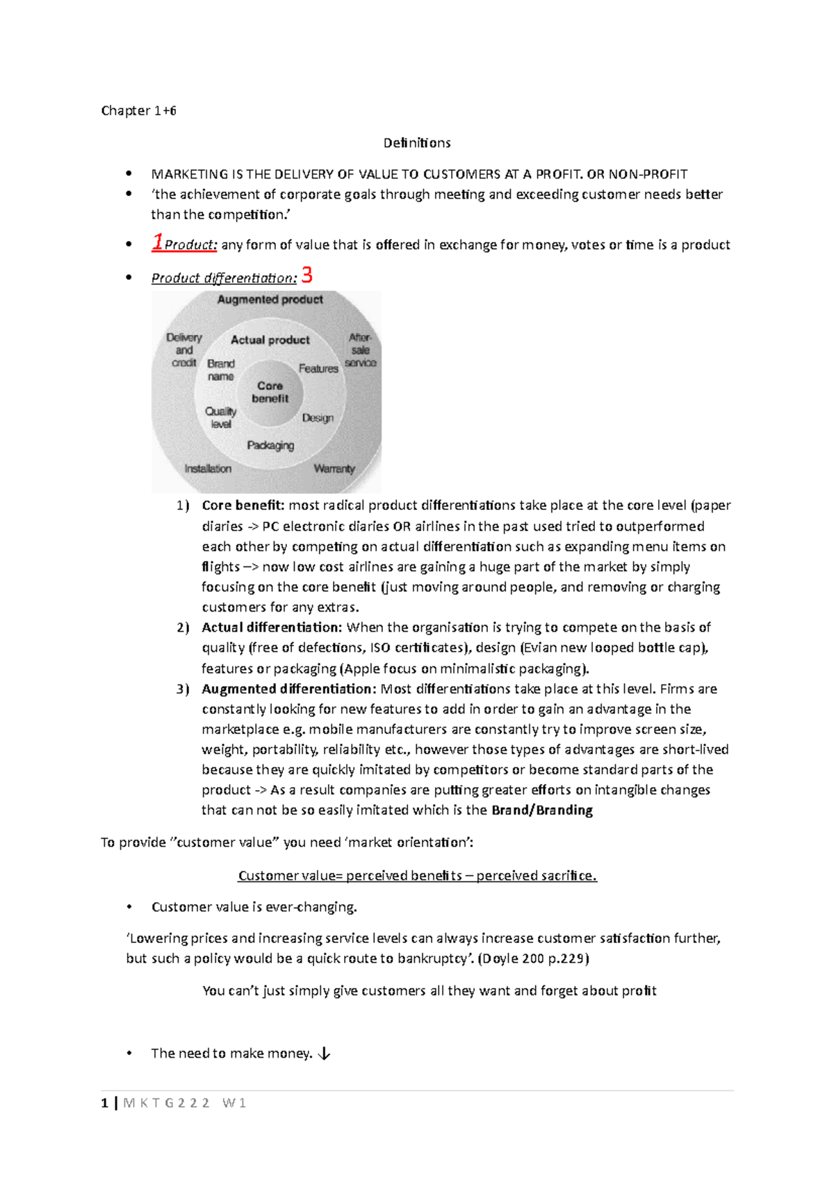 Week 1 Lecture Notes 1 Chapter 1 Definitions Marketing Is The