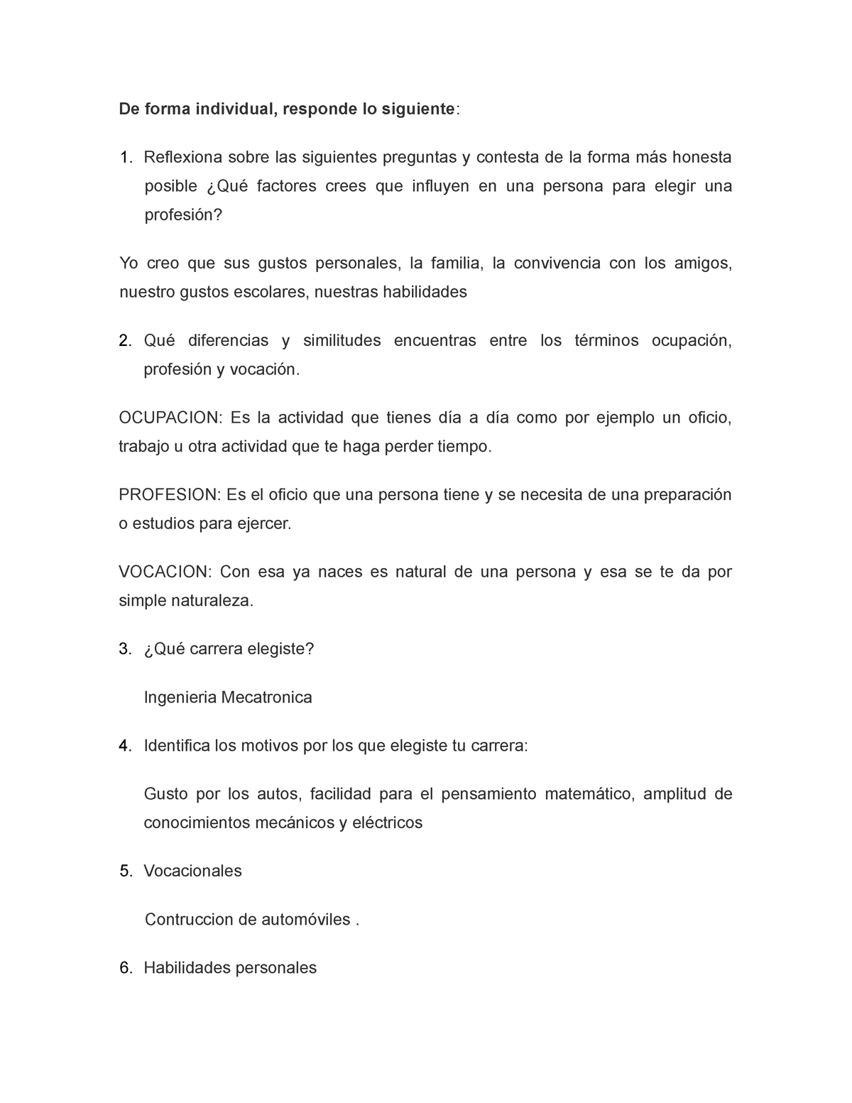 Actividad 4 De Forma Individual Responde Lo Siguiente Reflexiona