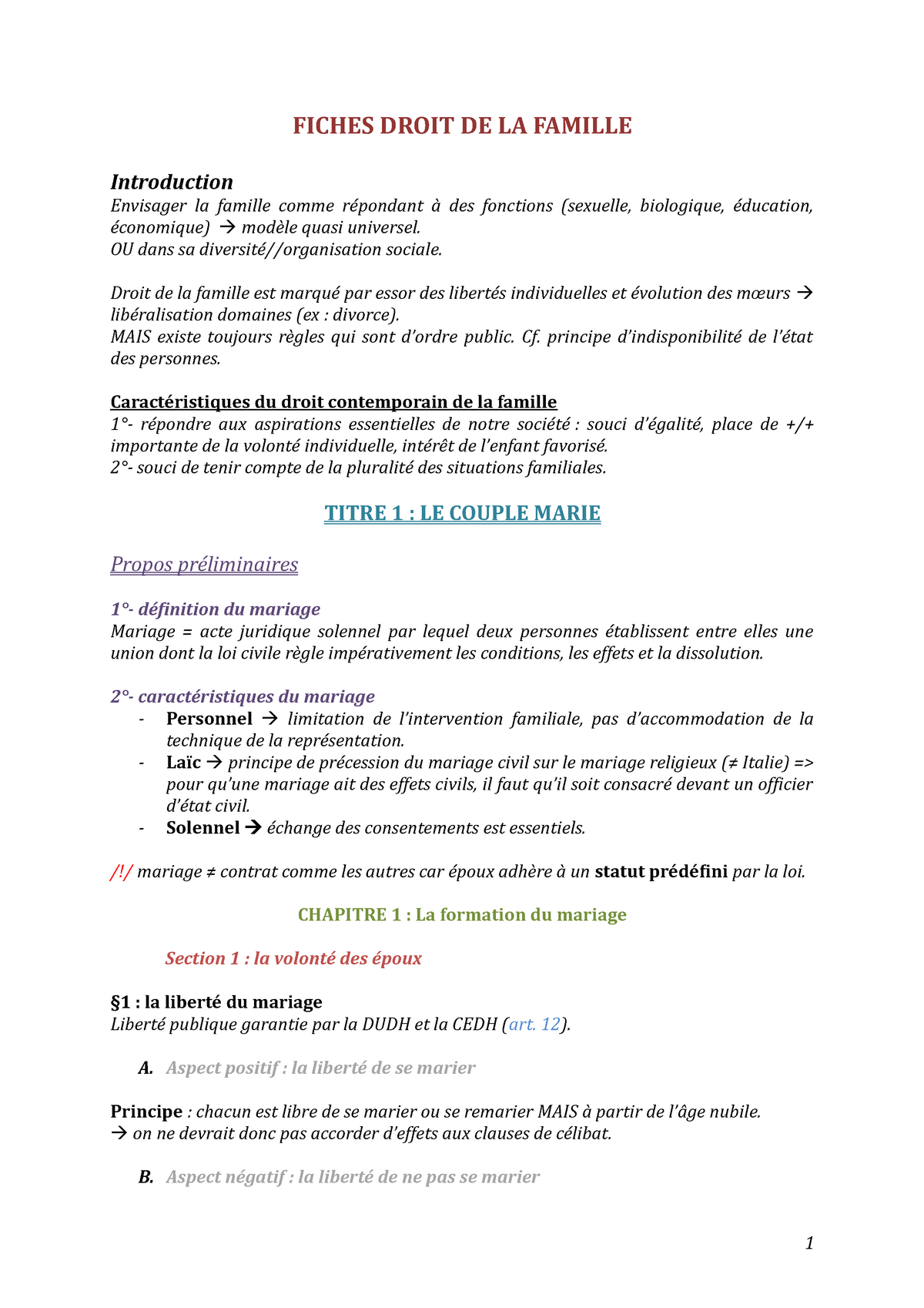 Fiches Droit De La Famille Fiches Droit De La Famille Introduction