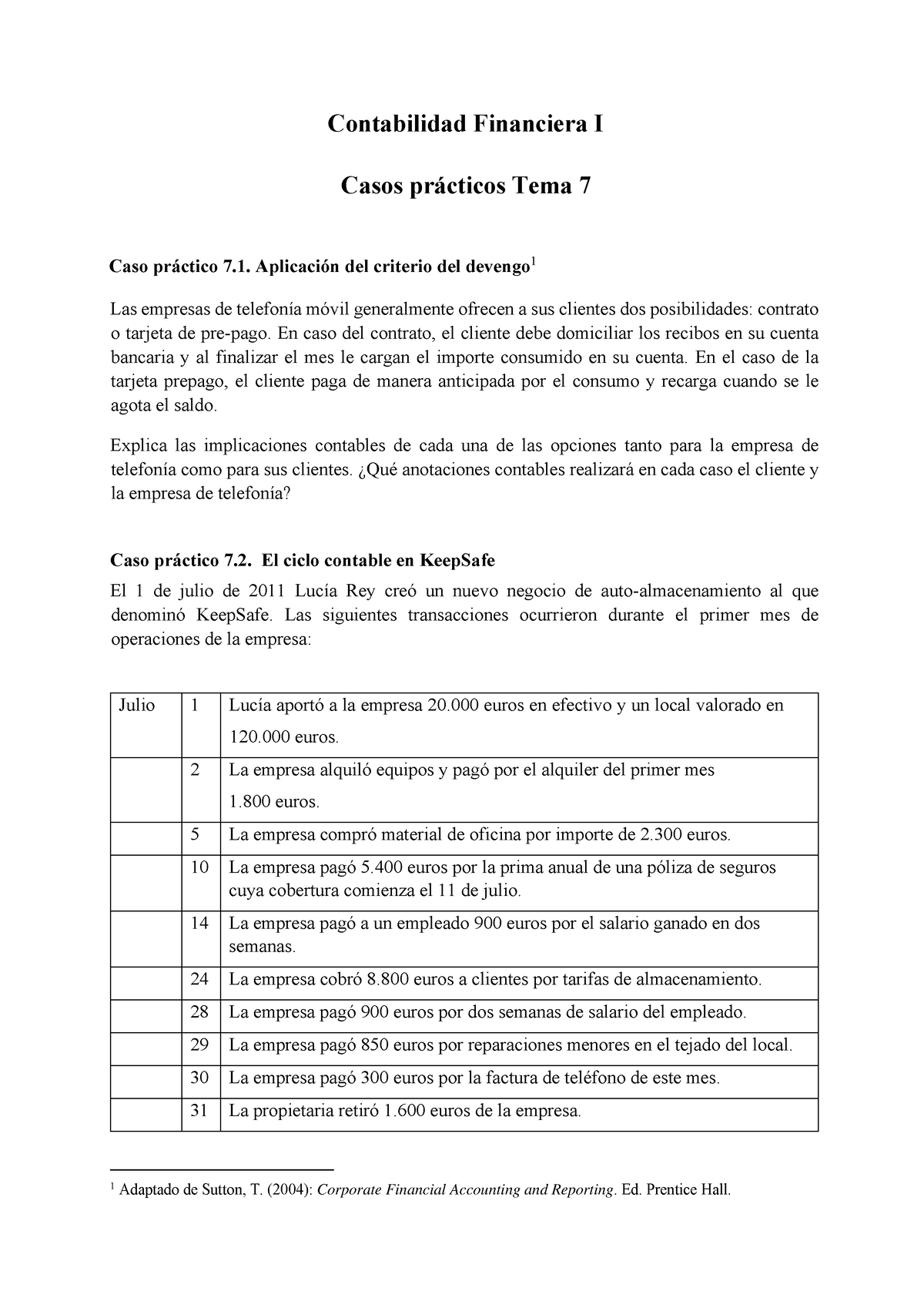 Casos Prácticos Tema 7 1 Contabilidad Financiera I Casos Prácticos