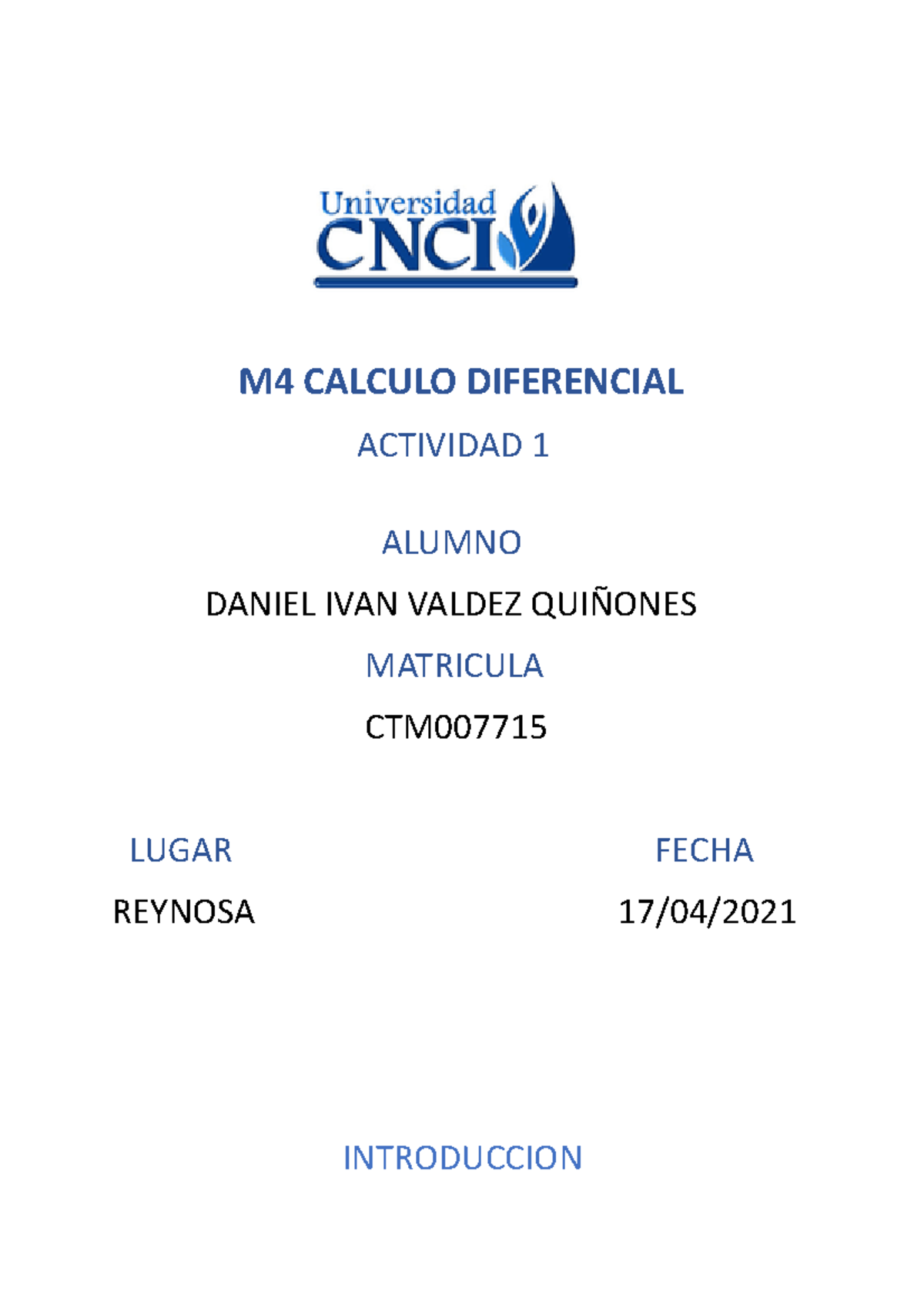 Calculo Diferencial 1 Uni Cnci Virtual M4 Calculo Diferencial