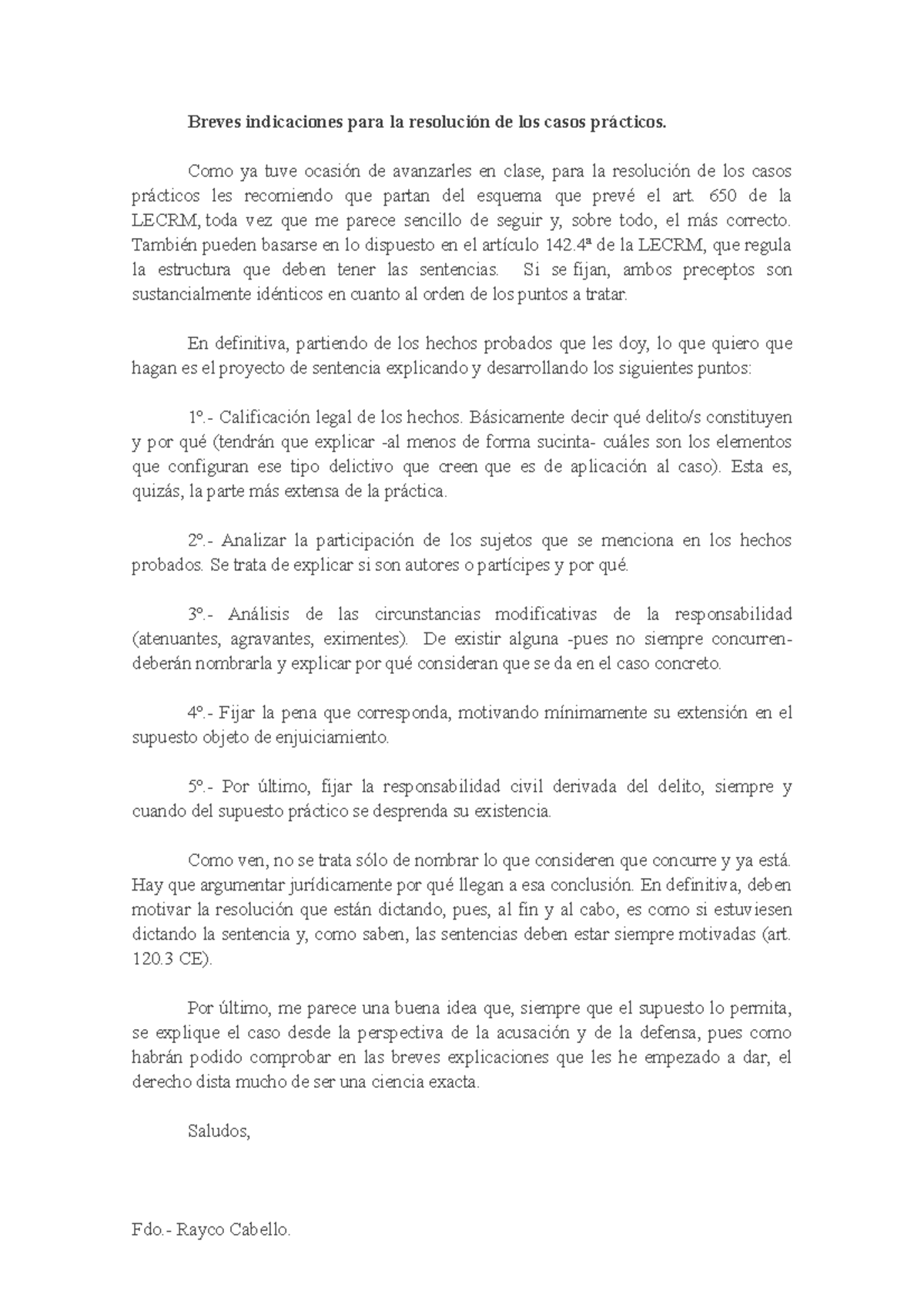 Indicaciones Para La Realización De Casos Dp3 Breves Indicaciones