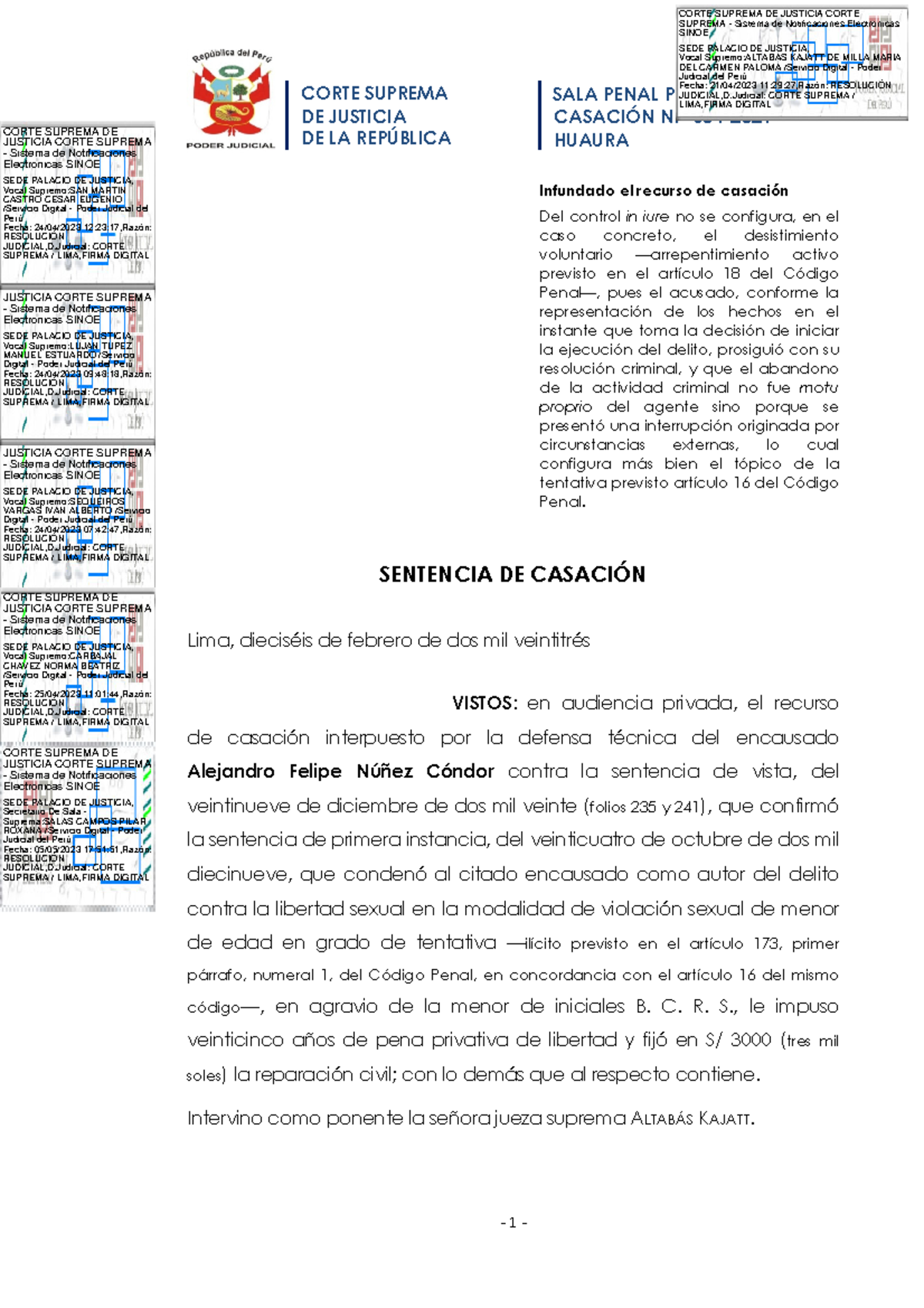 13961 Recurso De Casacion N De Justicia De La RepÚblica CasaciÓn N