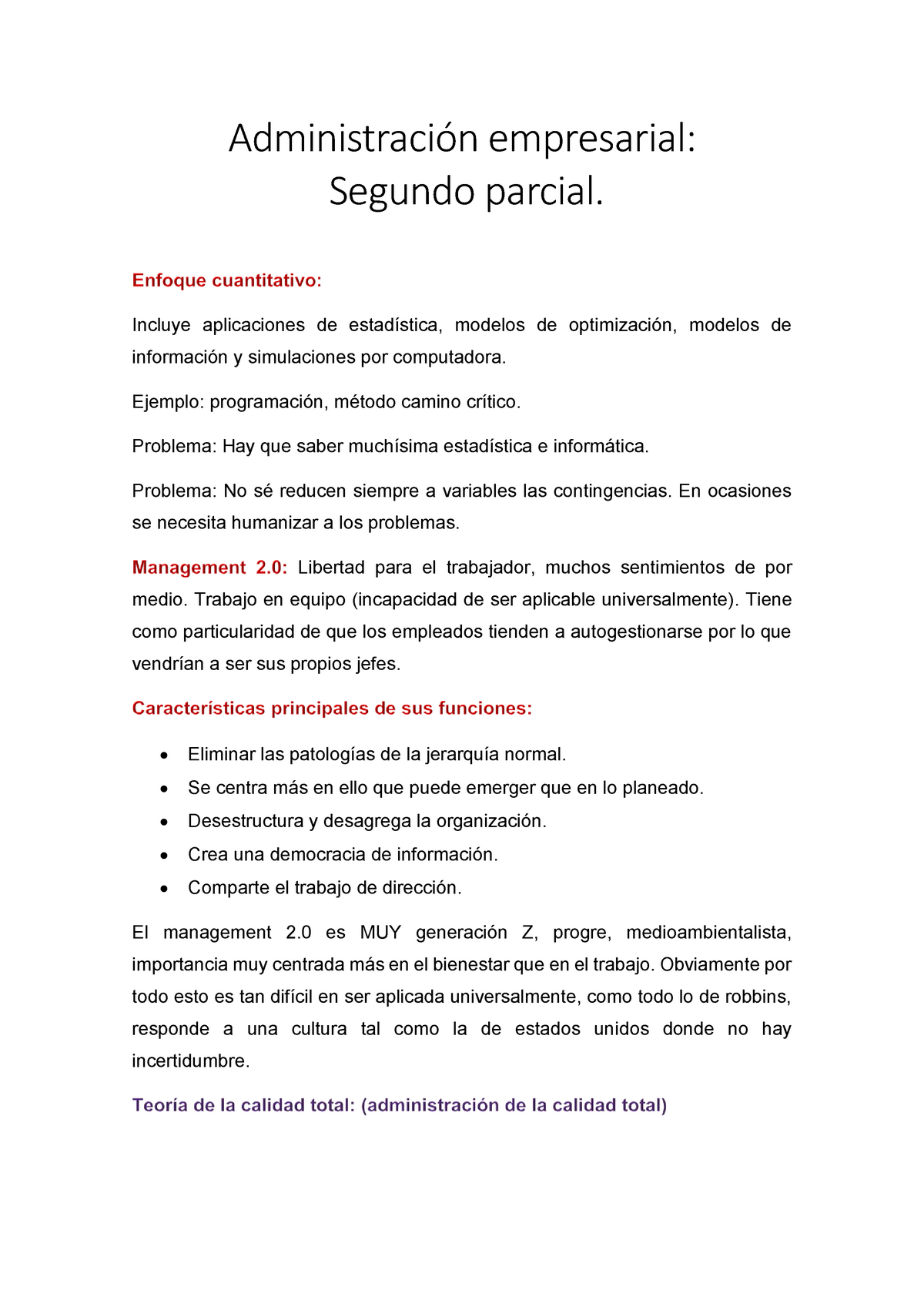 Administración Empresarial Segundo Parcial Resumen Administración