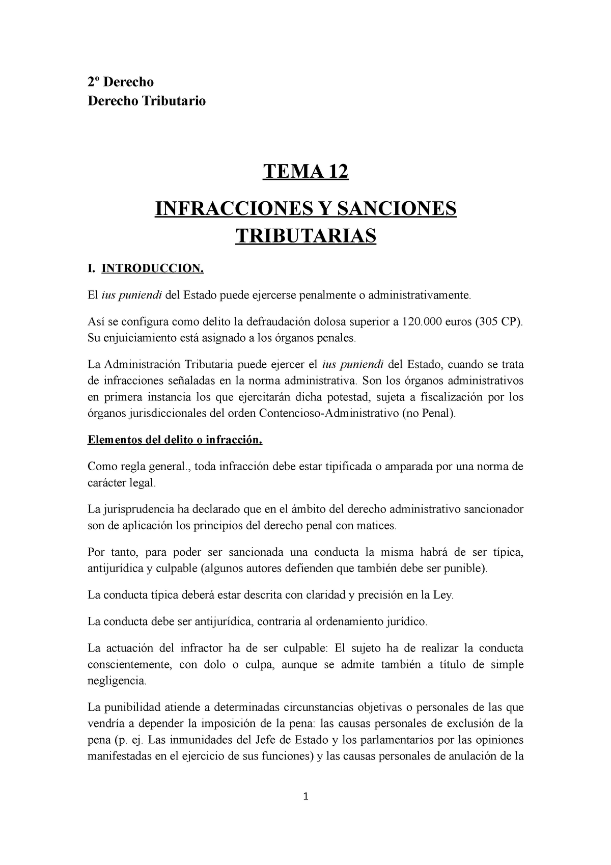 Dti Tema 11 Infracciones Y Sanciones 2º Derecho Derecho Tributario