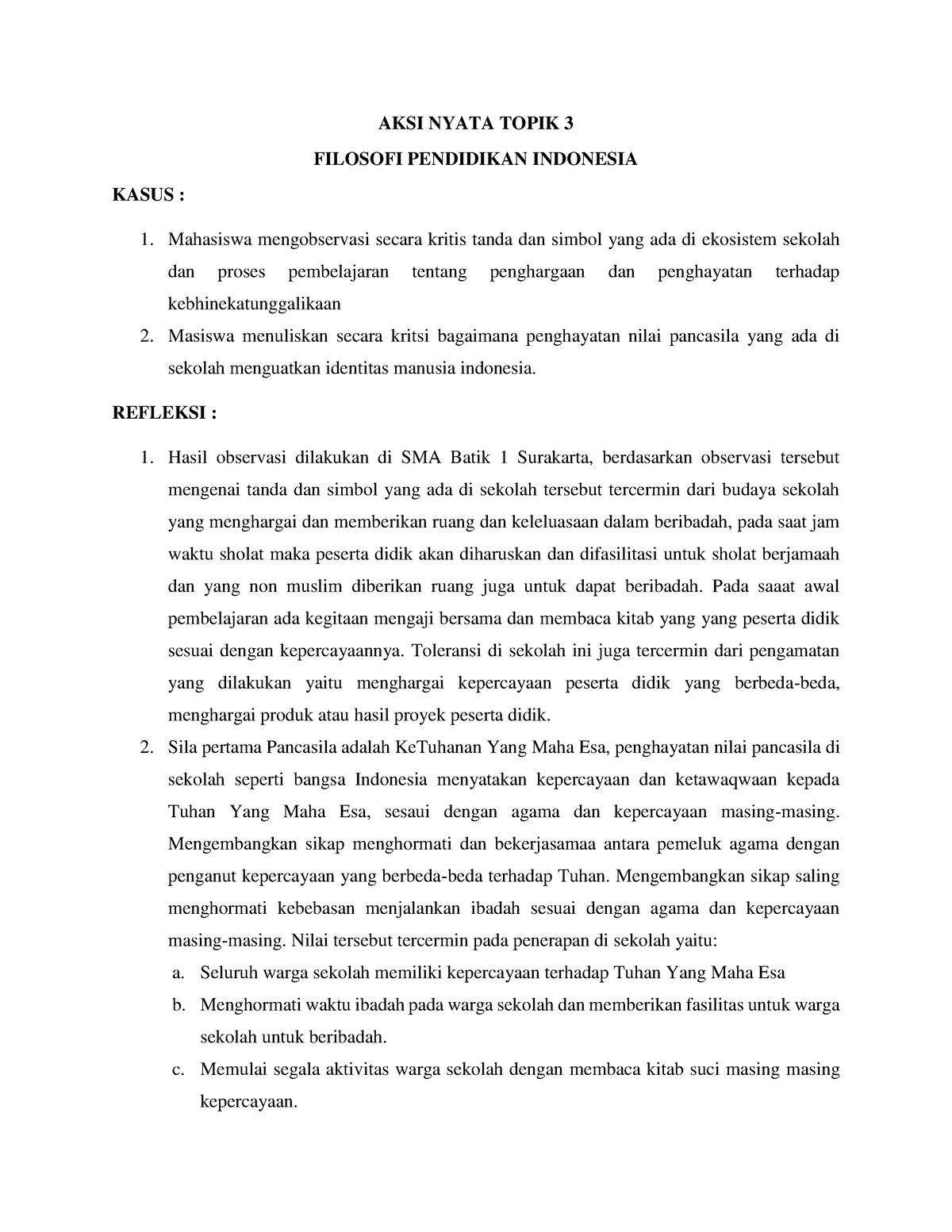 Aksi Nyata Topik 3 Aksi Nyata Topik 3 Filosofi Pendidikan Indonesia