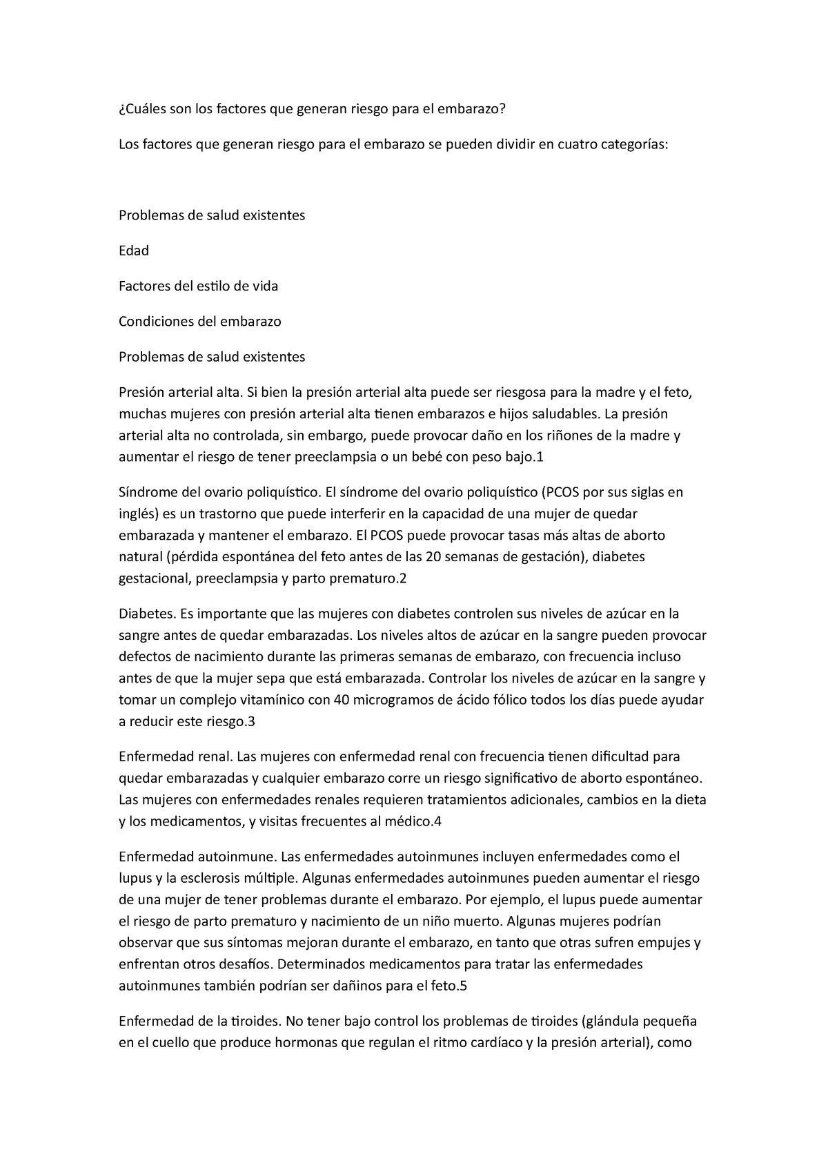 Cuáles Son Los Factores Que Generan Riesgo Para El Embarazo ¿cuáles