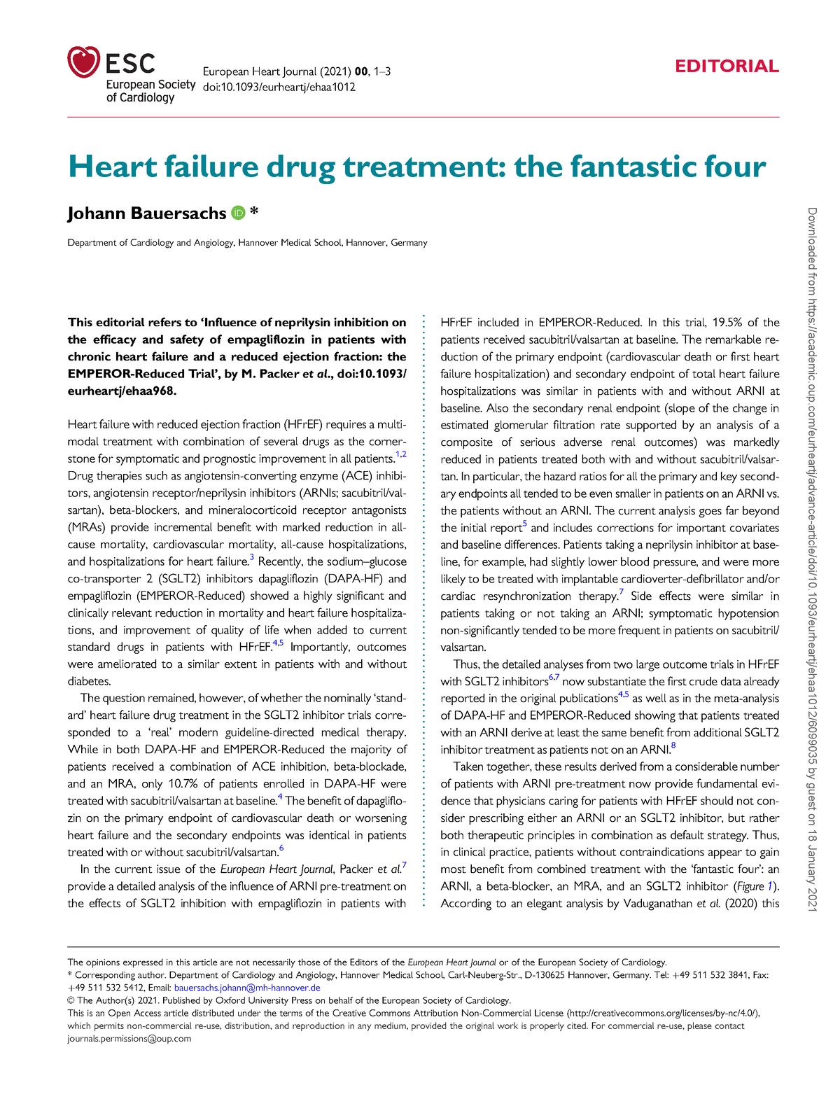 Heart Failure Drug Treatment The Fantastic Four 2021 Ehj