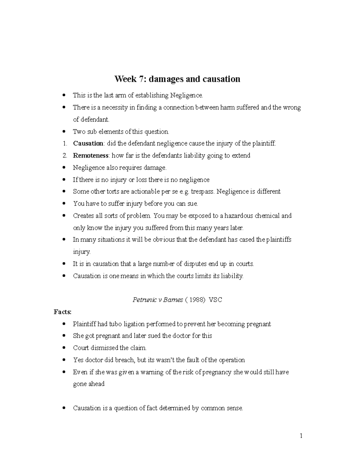 Week 5 7 Damages And Causation Week 7 Damages And Causation This Is