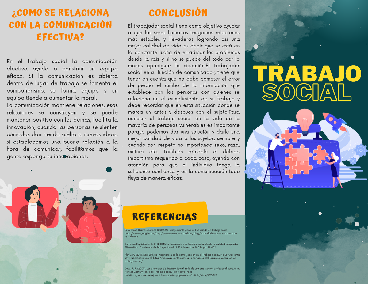 Ts Tríptico Social Trabajo El Trabajador Social Tiene Como Objetivo