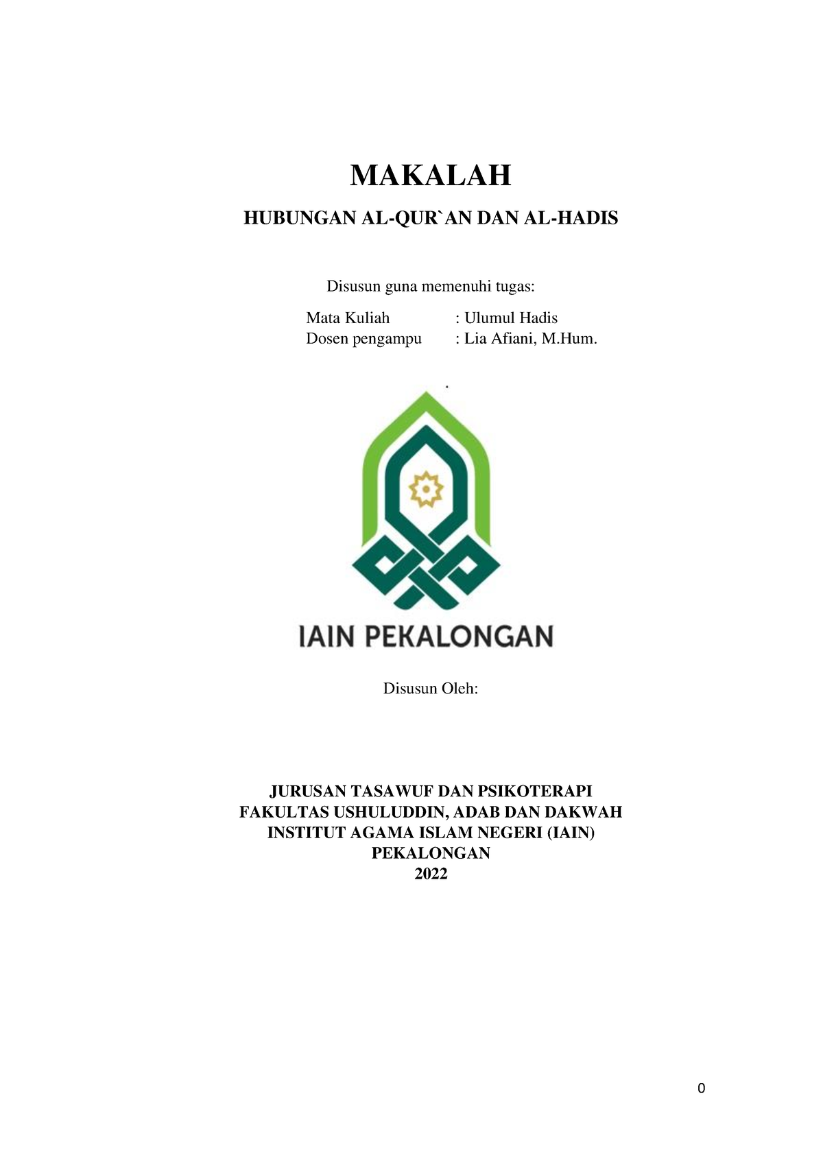 Hubungan Al Qur`an Dan Al Hadis Ulumul Hadis Makalah Hubungan Al Qur