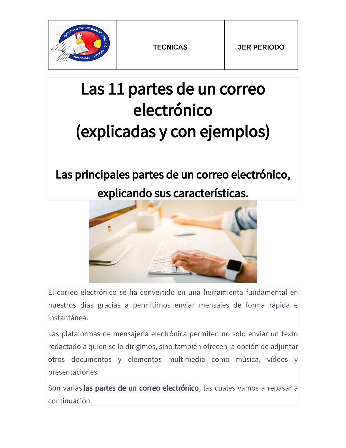 Las 11 Partes De Un Correo Electrónicodocx Grado 11 Las 11 Partes De