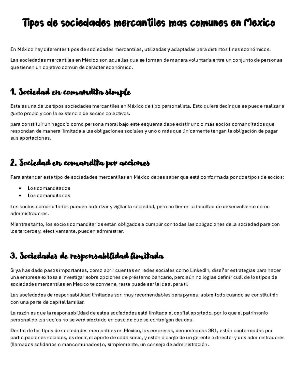 Tipos De Sociedades Mercantiles Más Comunes En México Tipos De