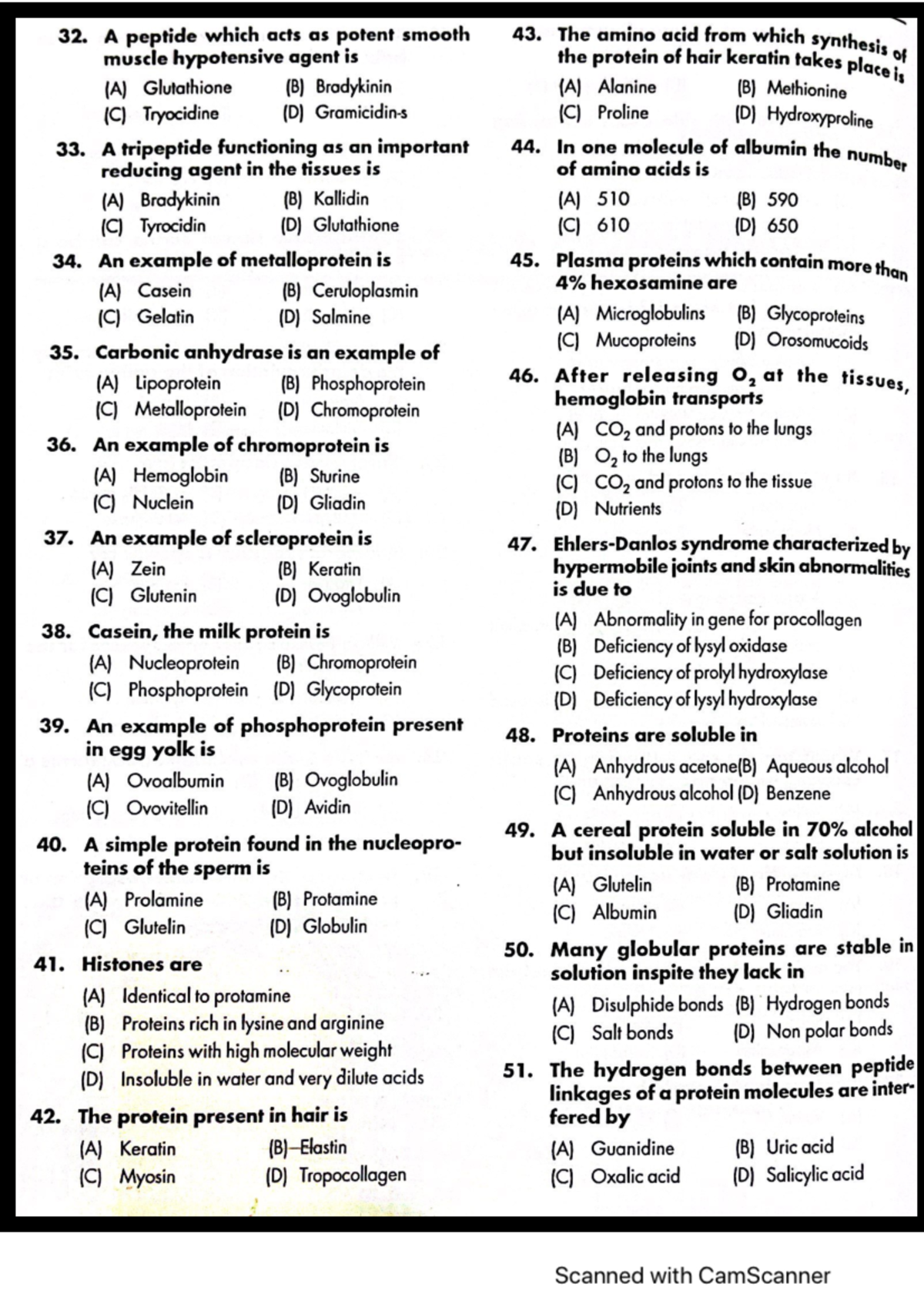 Protein And Protein Metabolism Mcqs 2 Clinical Biochemistry Studocu