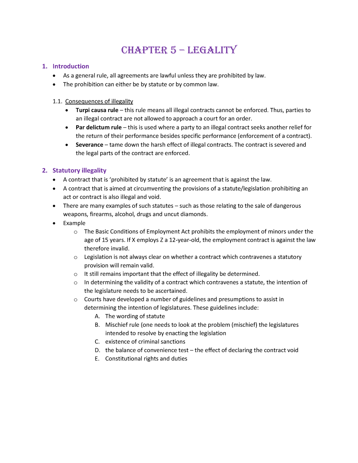 Chapter 5 Legality Chapter 5 Legality 1 Introduction As A General