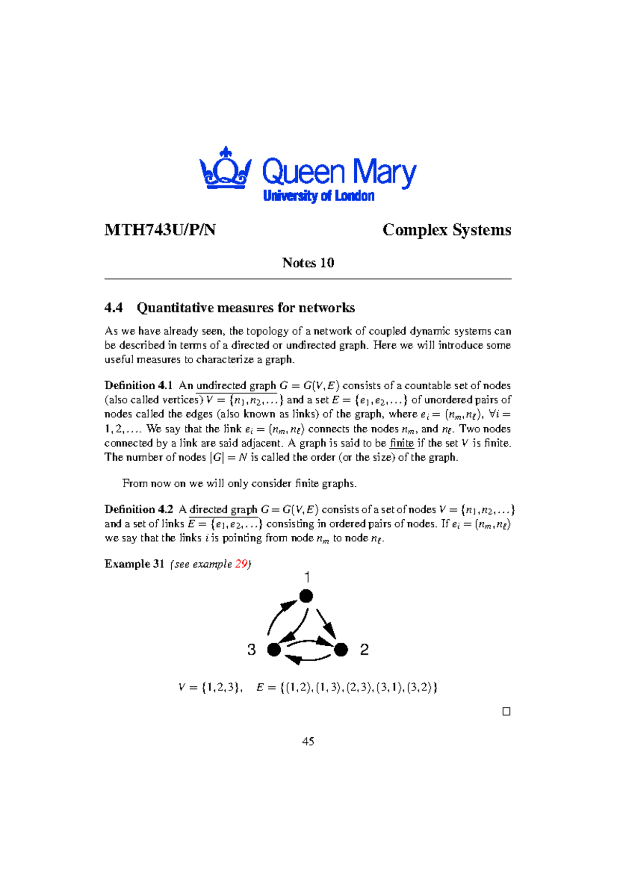 Mth743u 2016 2017 Lecture Notes Week 10 Mth743upn Complex Systems