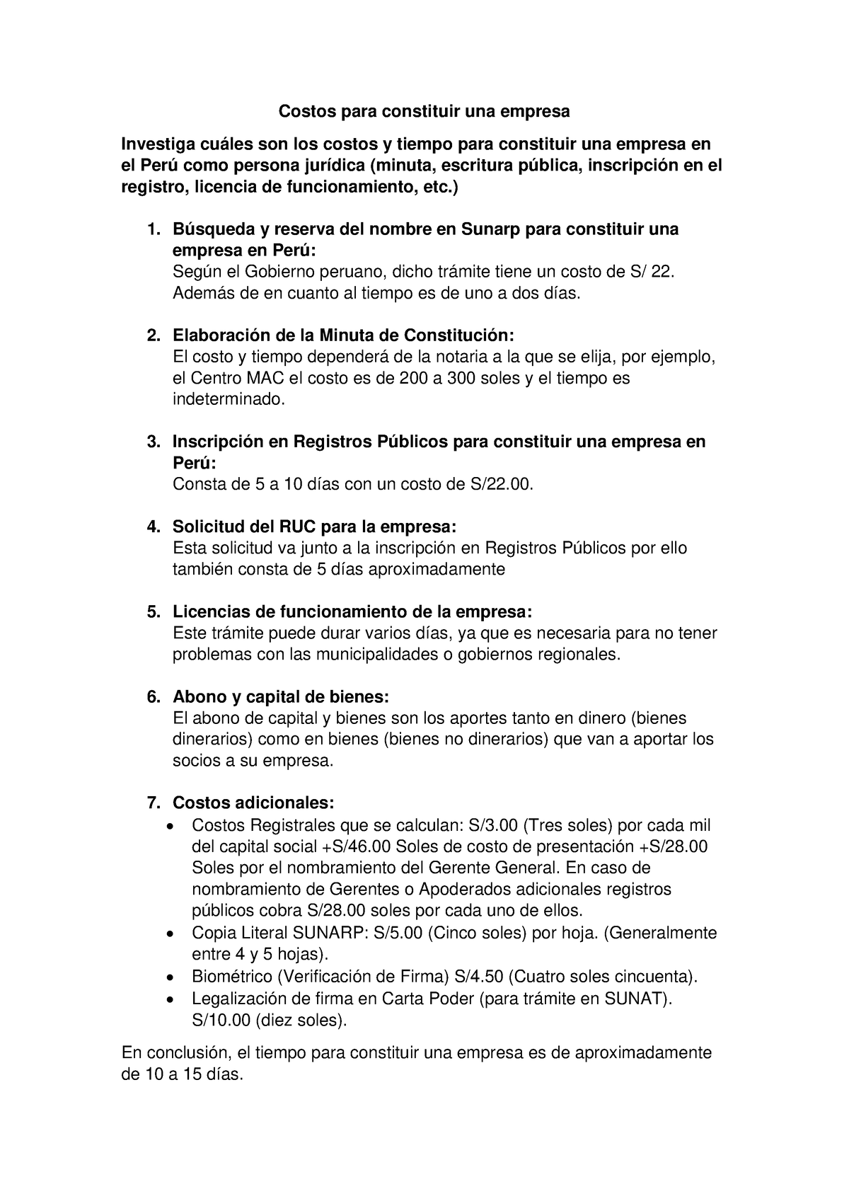 Costos Para Constituir Una Empresa Costos Para Constituir Una Empresa