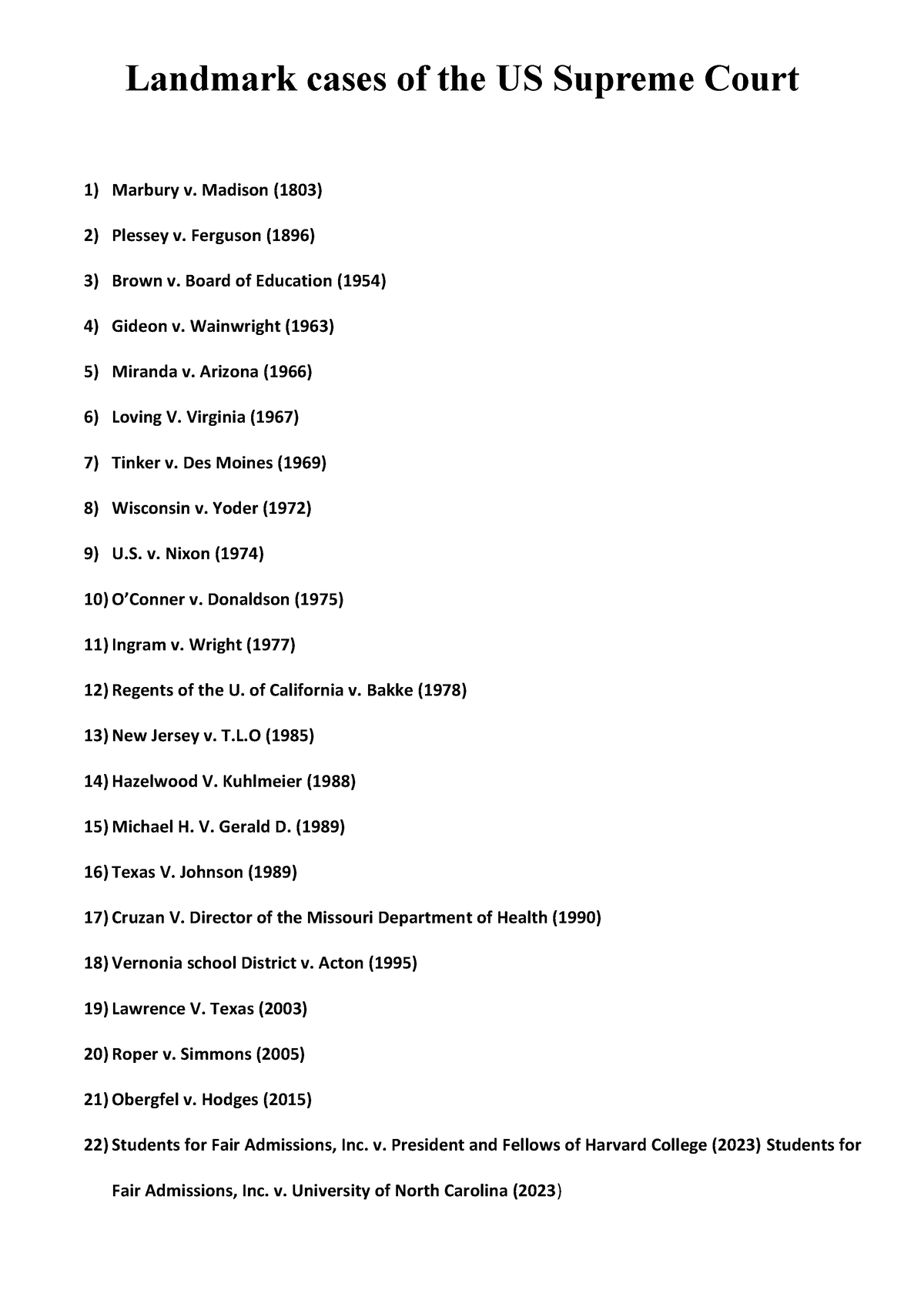 Landmark Cases Of The Us Supreme Court Landmark Cases Of The Us