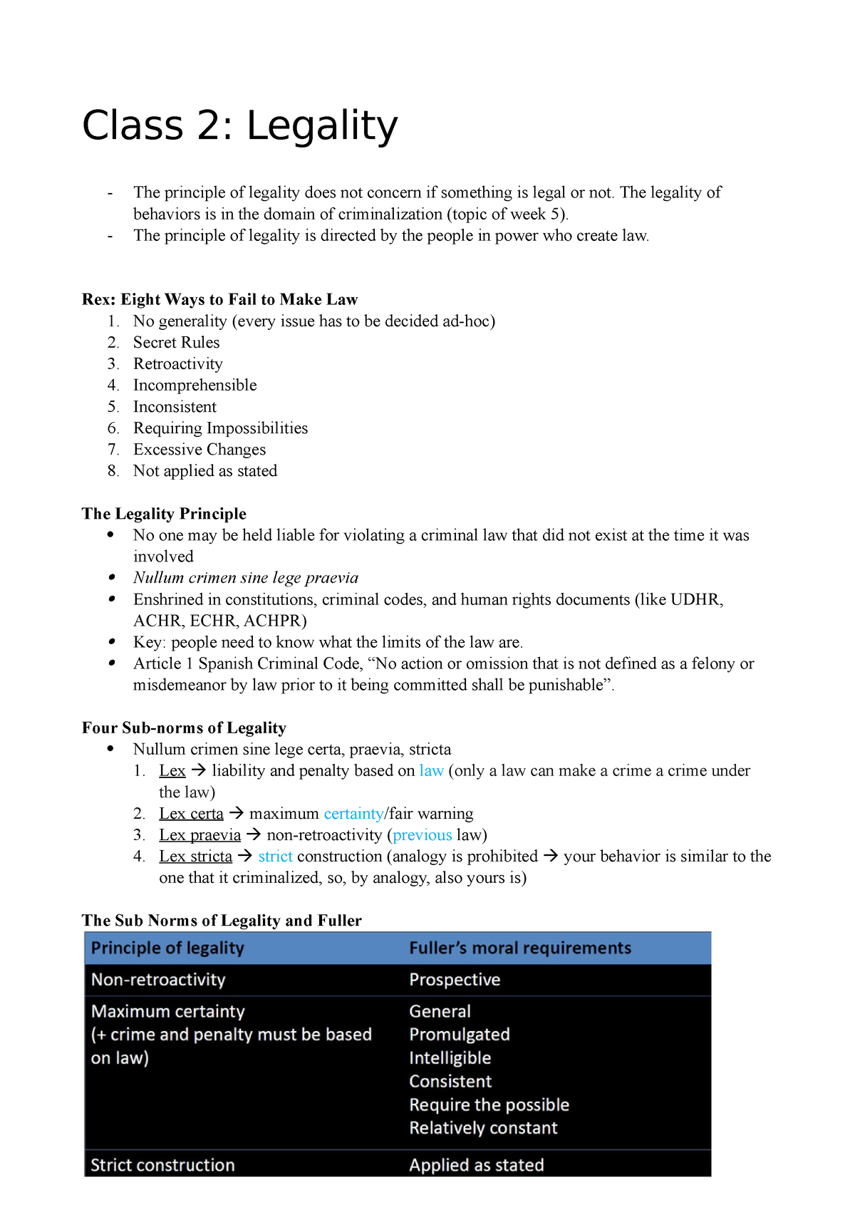 Criminal Law Lecture 2 Class 2 Legality The Principle Of Legality