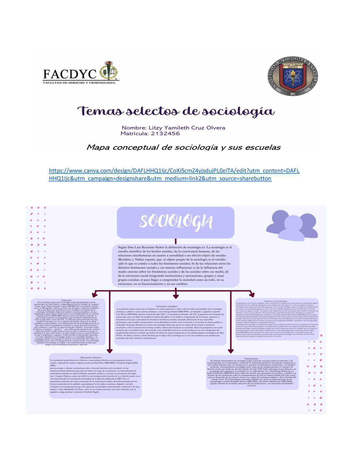 Mapa Conceptual De Las Escuelas De La Sociogia Topicos Selectos De