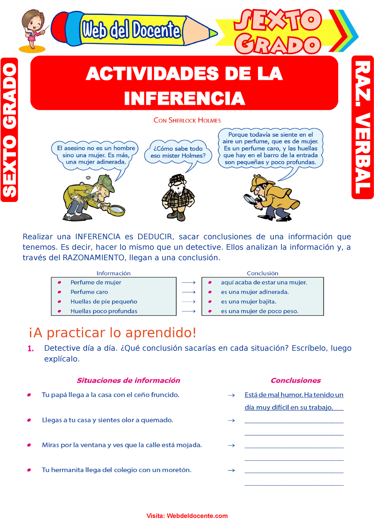 Actividades De La Inferencia Para Sexto Grado De Primaria Realizar