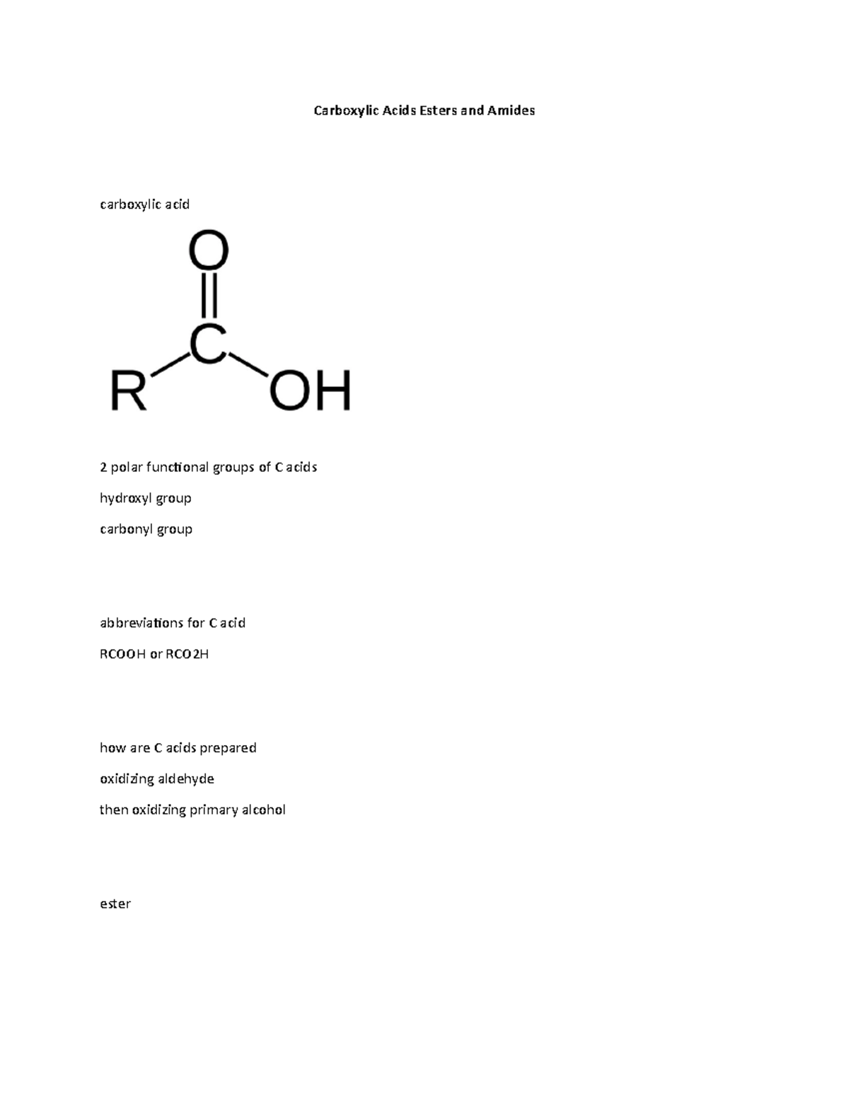 Carboxylic Acids Esters And Amides Carboxylic Acids Esters And Amides