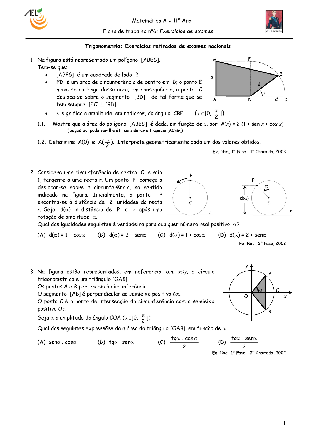 Ficha 11 Ano Matemática A Matemática A 11º Ano Ficha De Trabalho Nº 6