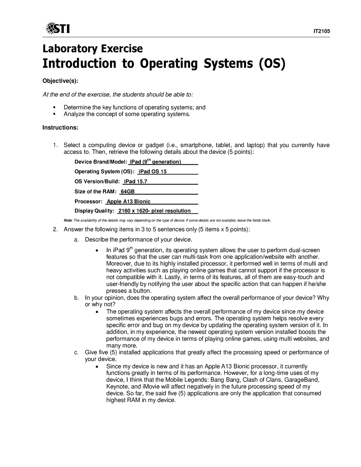 01 Laboratory Exercise 16 Pt It Laboratory Exercise Introduction To