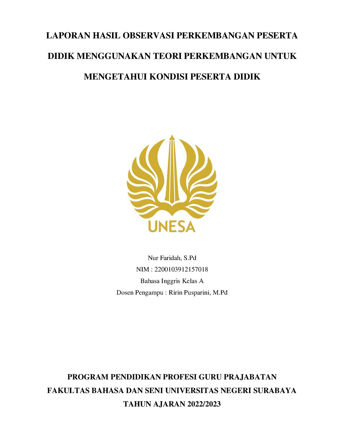 Koneksi Antar Materi Topik 2 Laporan Hasil Observasi Perkembangan