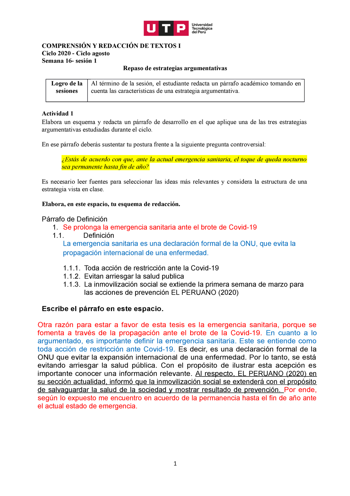 S16s1 S2 Repaso De Estrategías Argumentativas ComprensiÓn Y