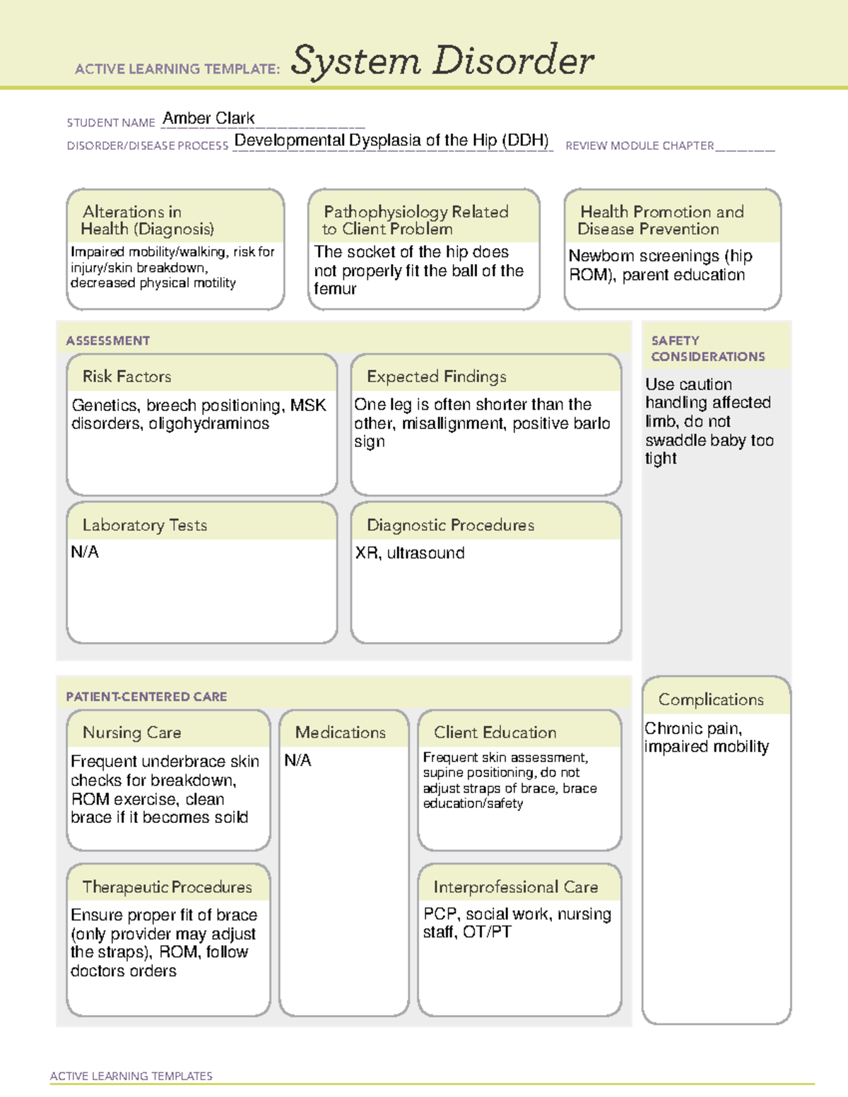 Active Learning Template System Disorder