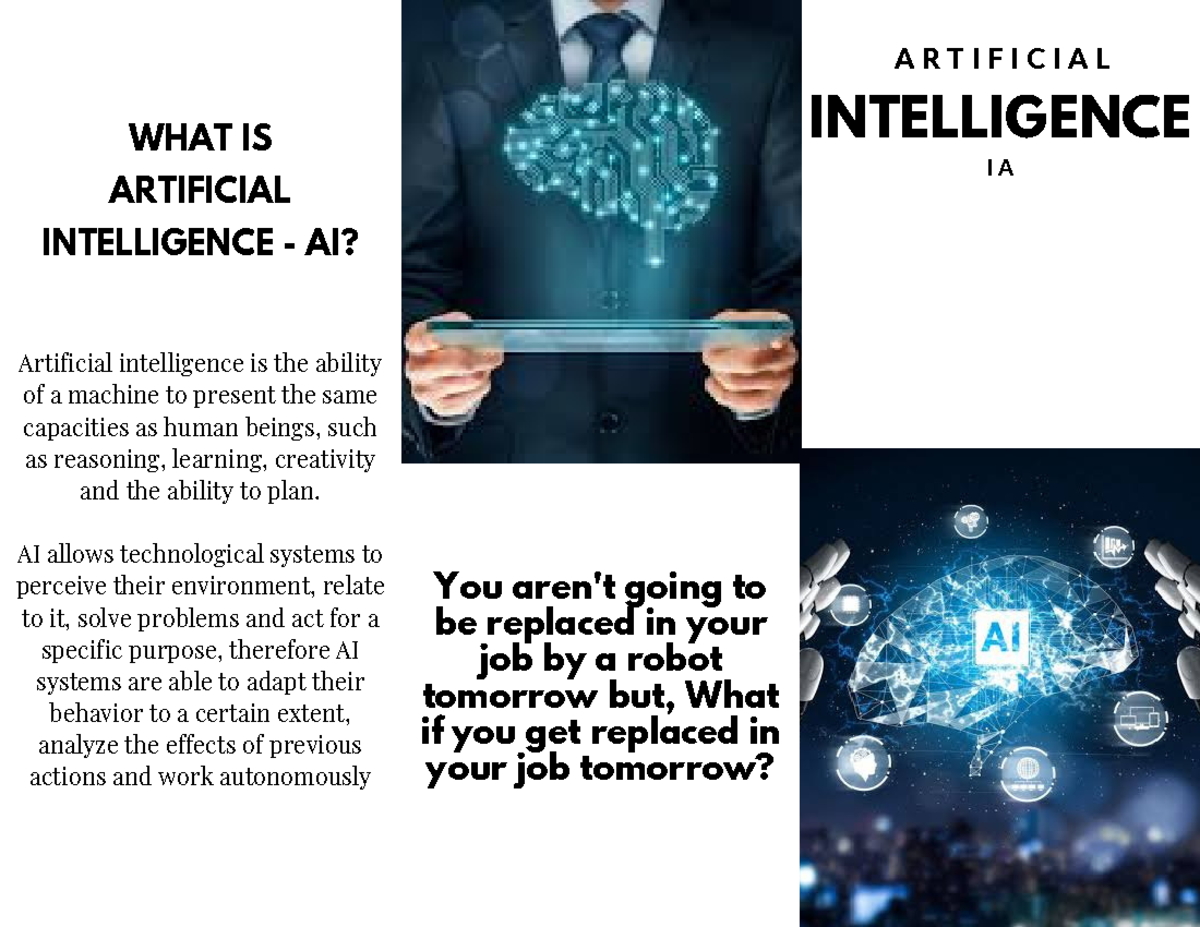 Artificial Inteligence Triptico Intelligence A R T I F I C I A L I