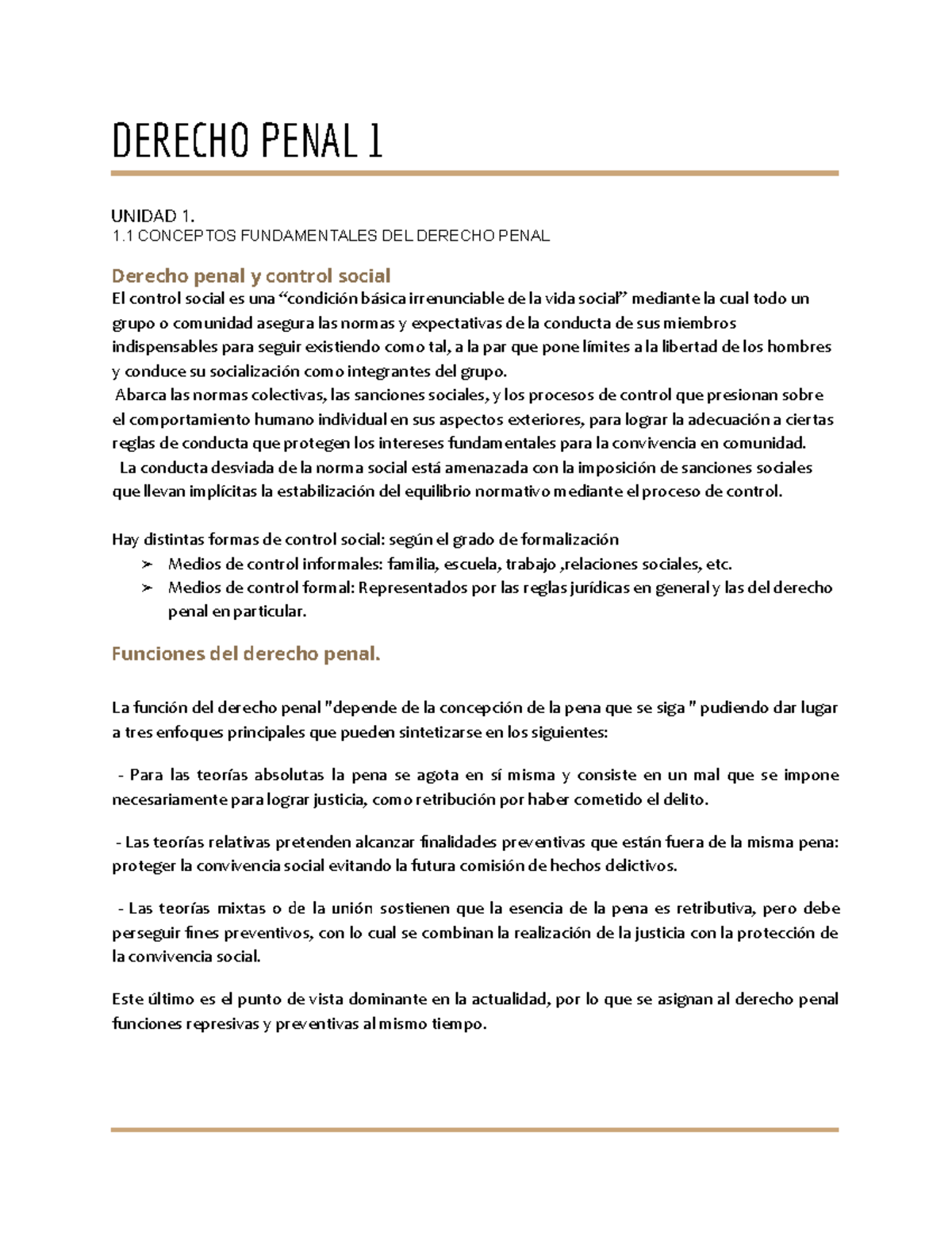 Derecho Penal 1 Derecho Penal 1 Unidad 1 1 Conceptos Fundamentales