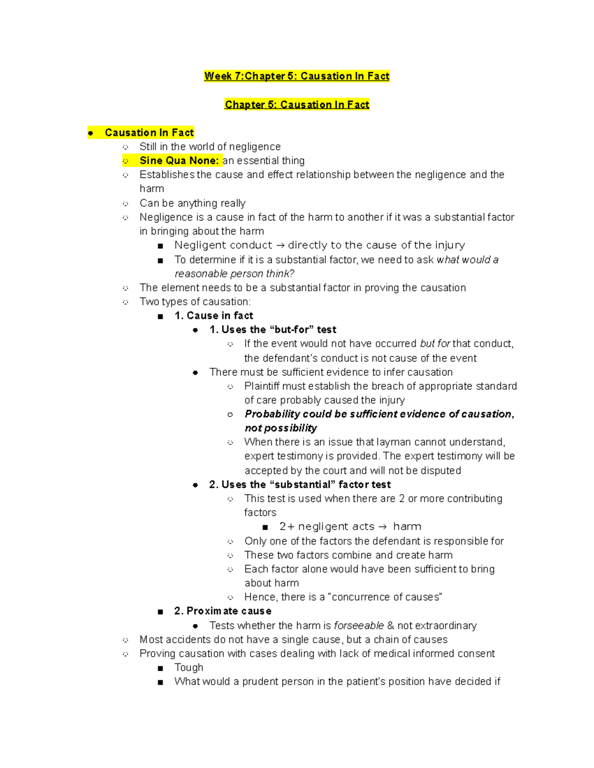 Week 7 Chapter 5 Causation Cause In Fact Week 7chapter 5 Causation