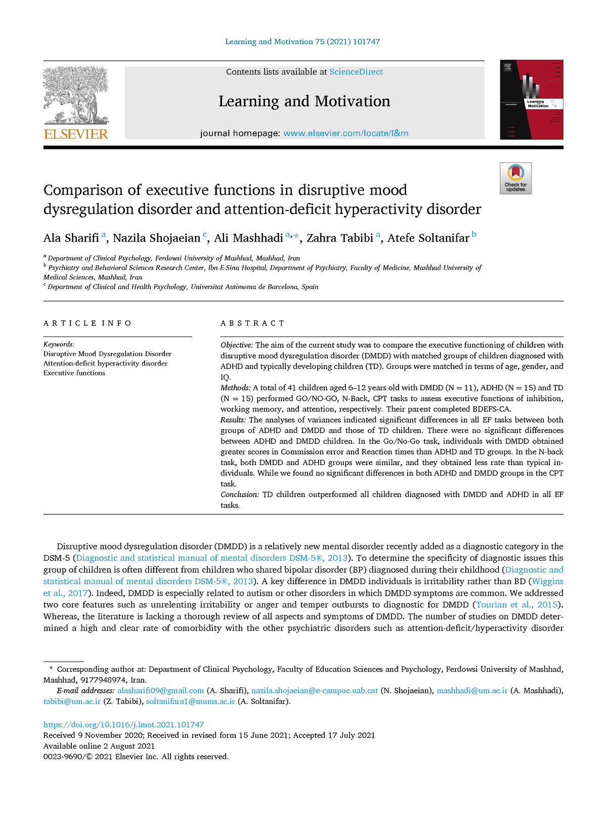 Sharifi Et Al 2021 Dmdd Nrnp 6665 Walden Studocu