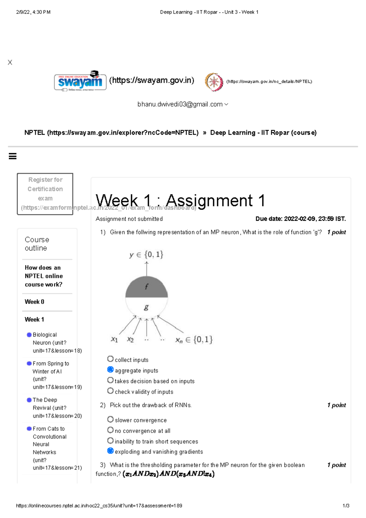 Deep Learning Iit Ropar Unit 3 Week 1 Nptelacnoc22cs35unit