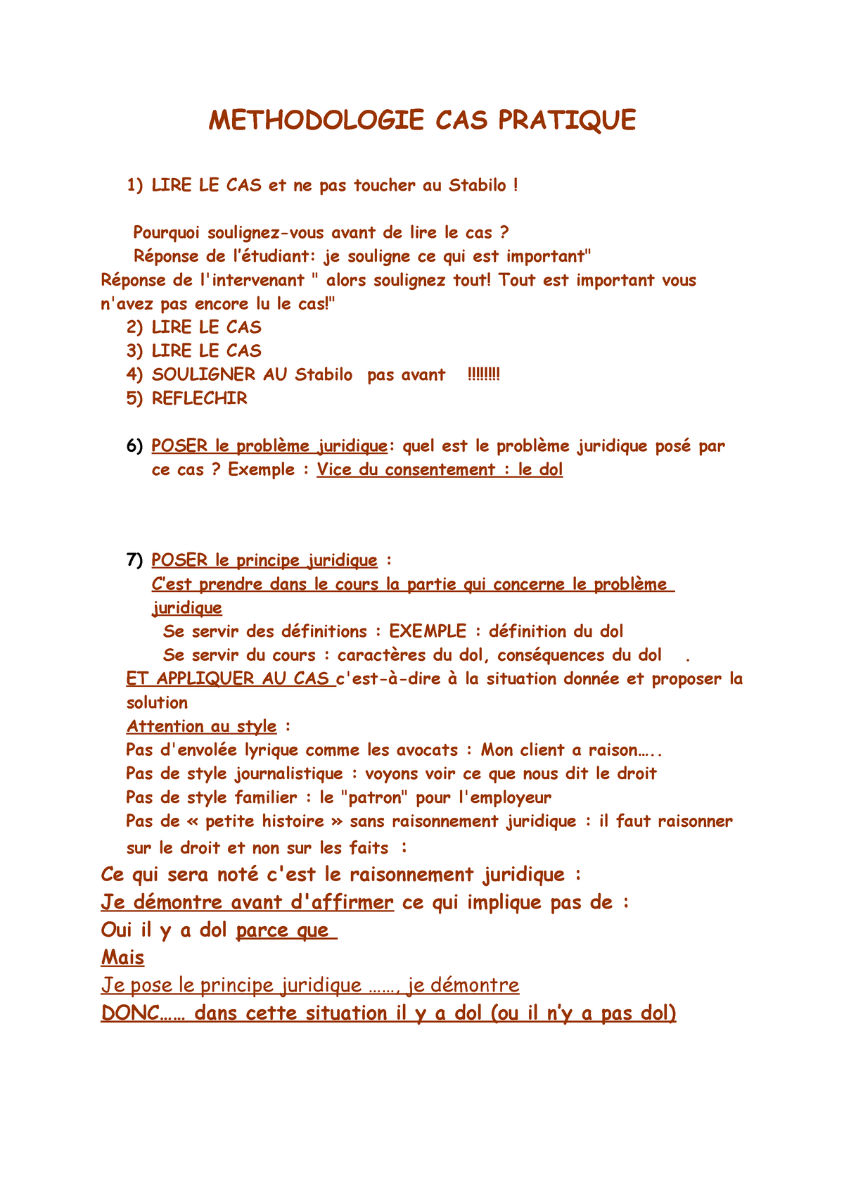 Methodologie Cas Pratique 3 Methodologie Cas Pratique Lire Le Cas Et