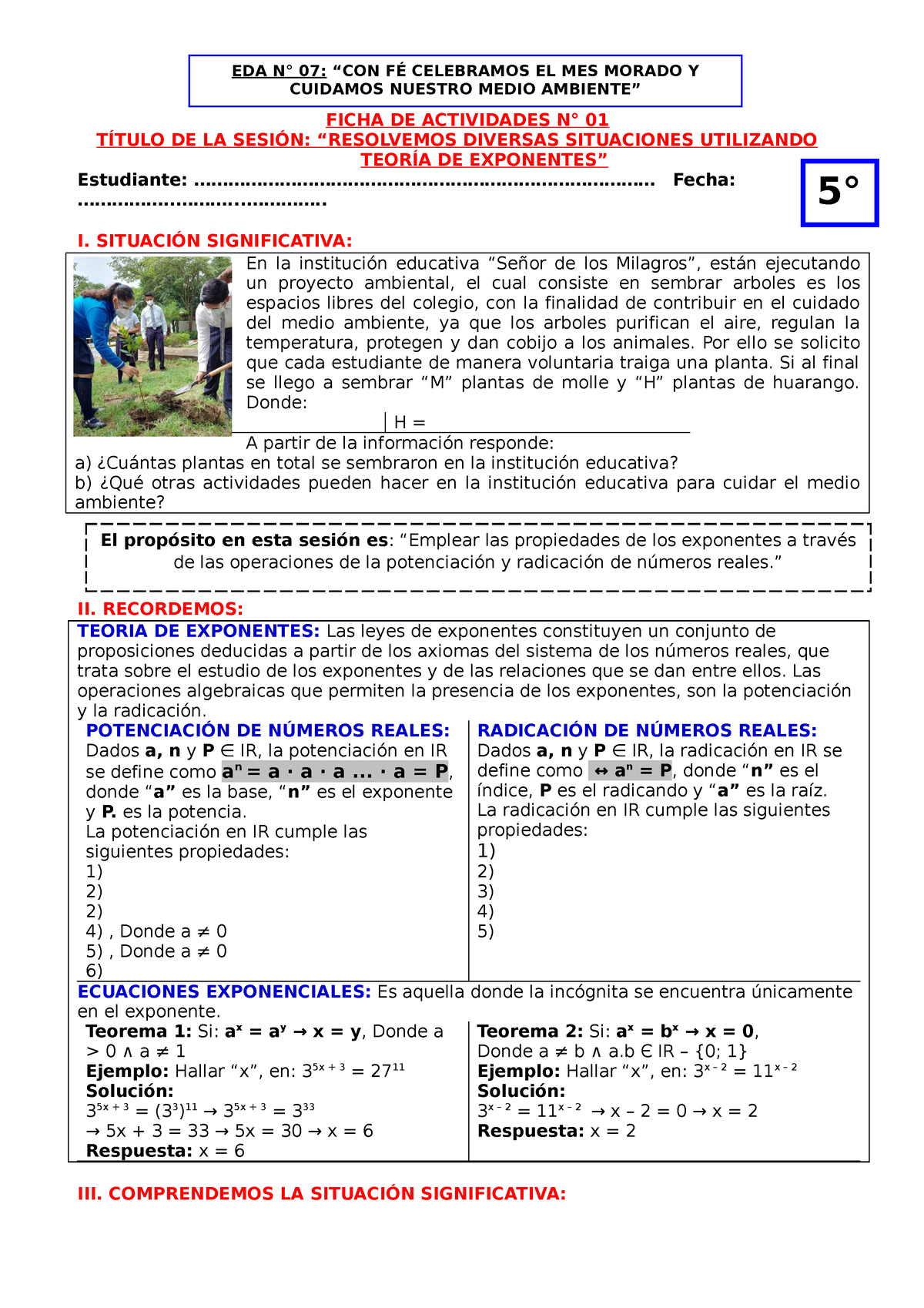 Solucion Ficha 1 5to Eda7 Ficha De Actividades N° 01 TÍtulo De La