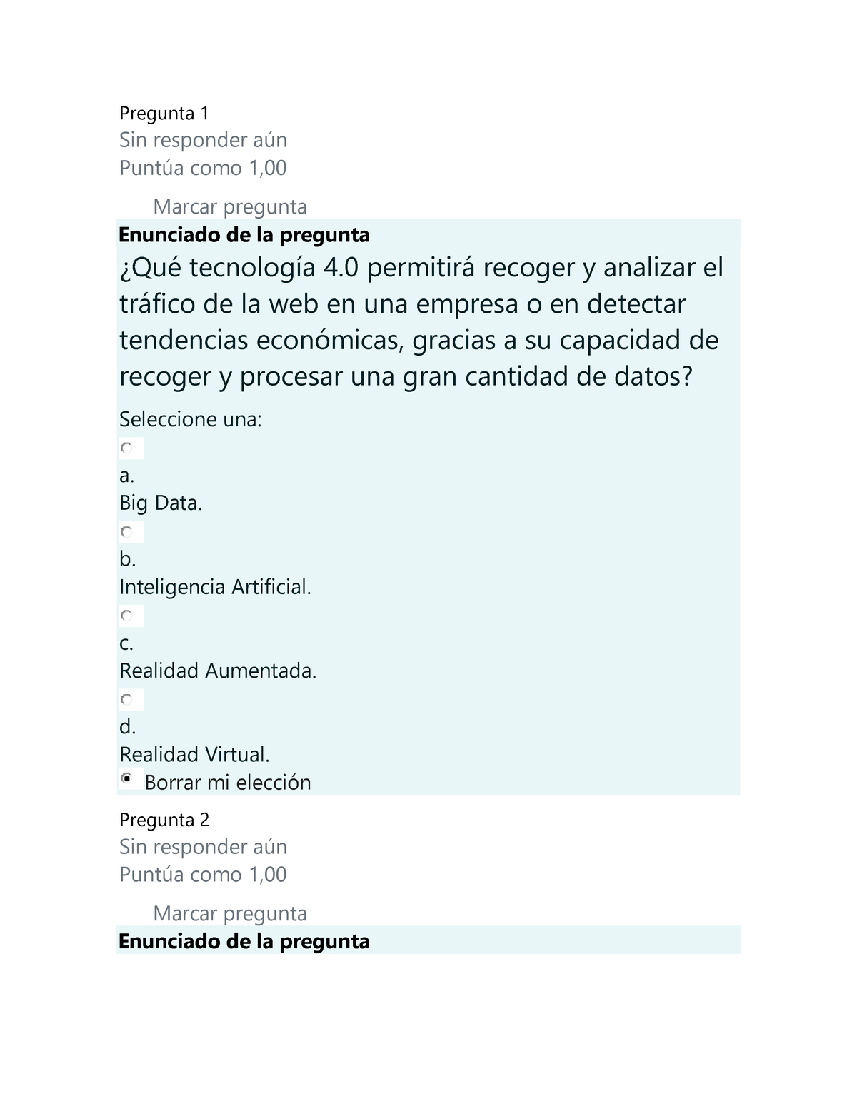 Examen 3 123 Pregunta 1 Sin Responder Aún Puntúa Como 1 Marcar