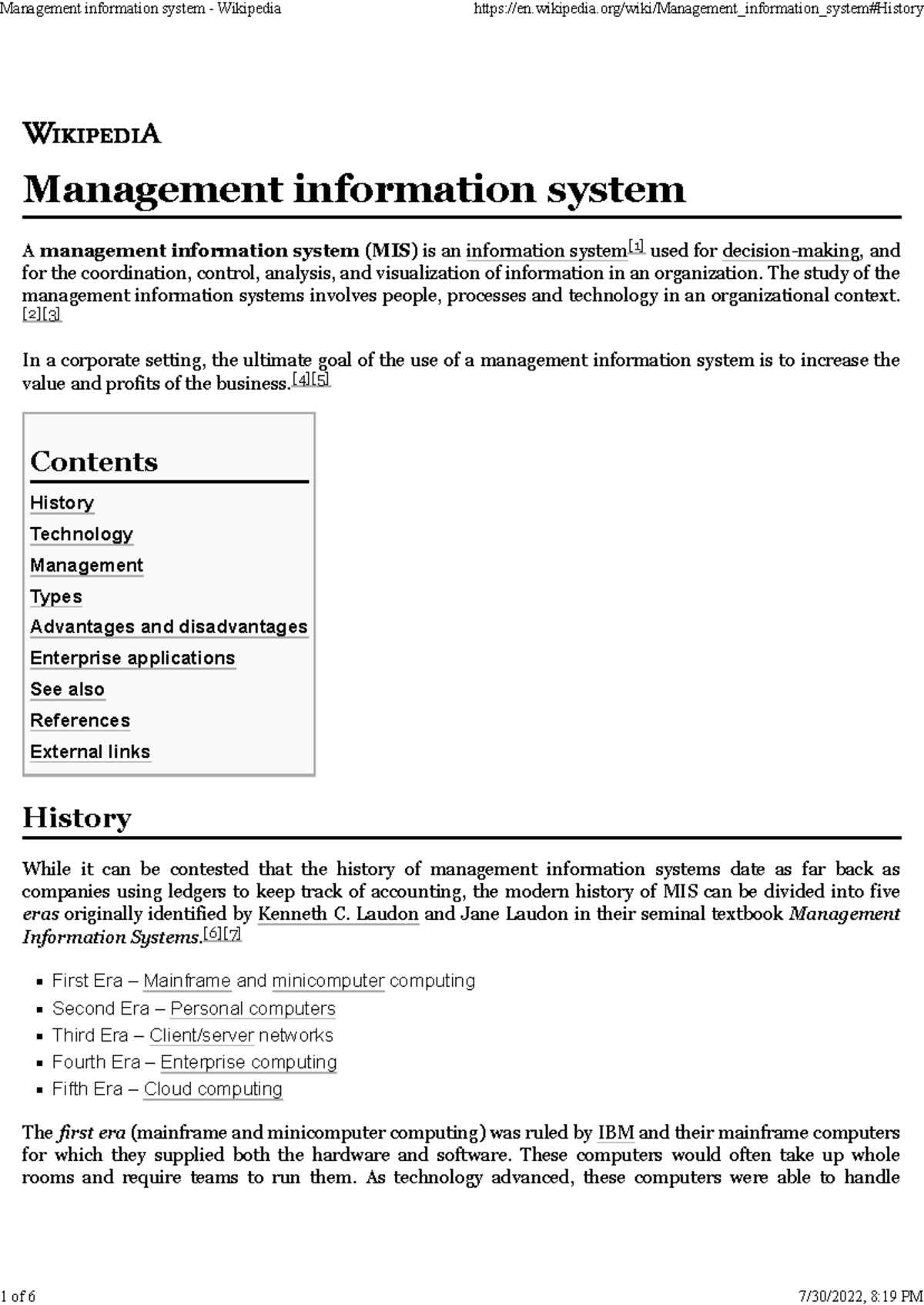 Management Information System Mis Management Information System A