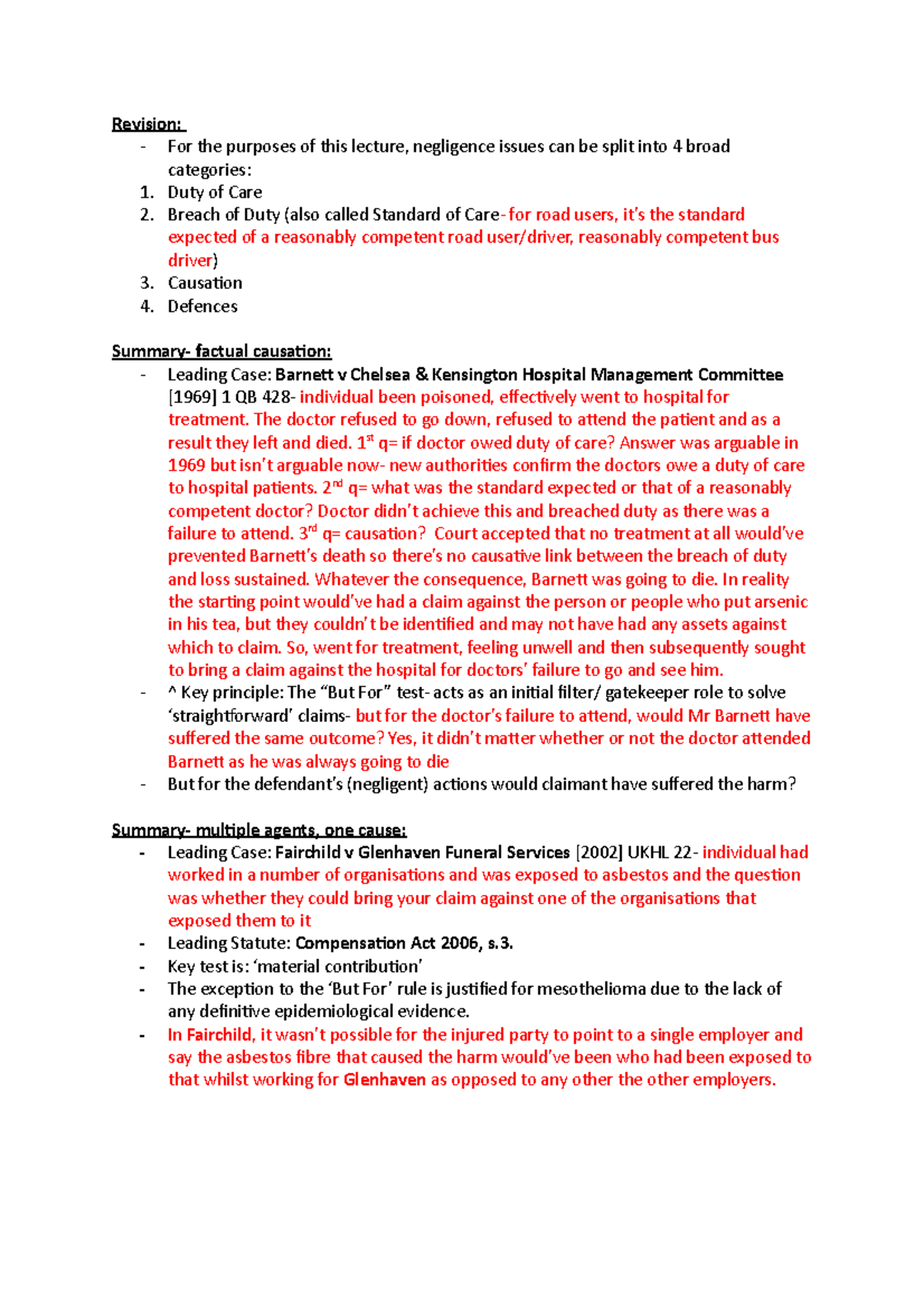 Vicarious Liability Lecture Notes 1 Revision For The Purposes Of