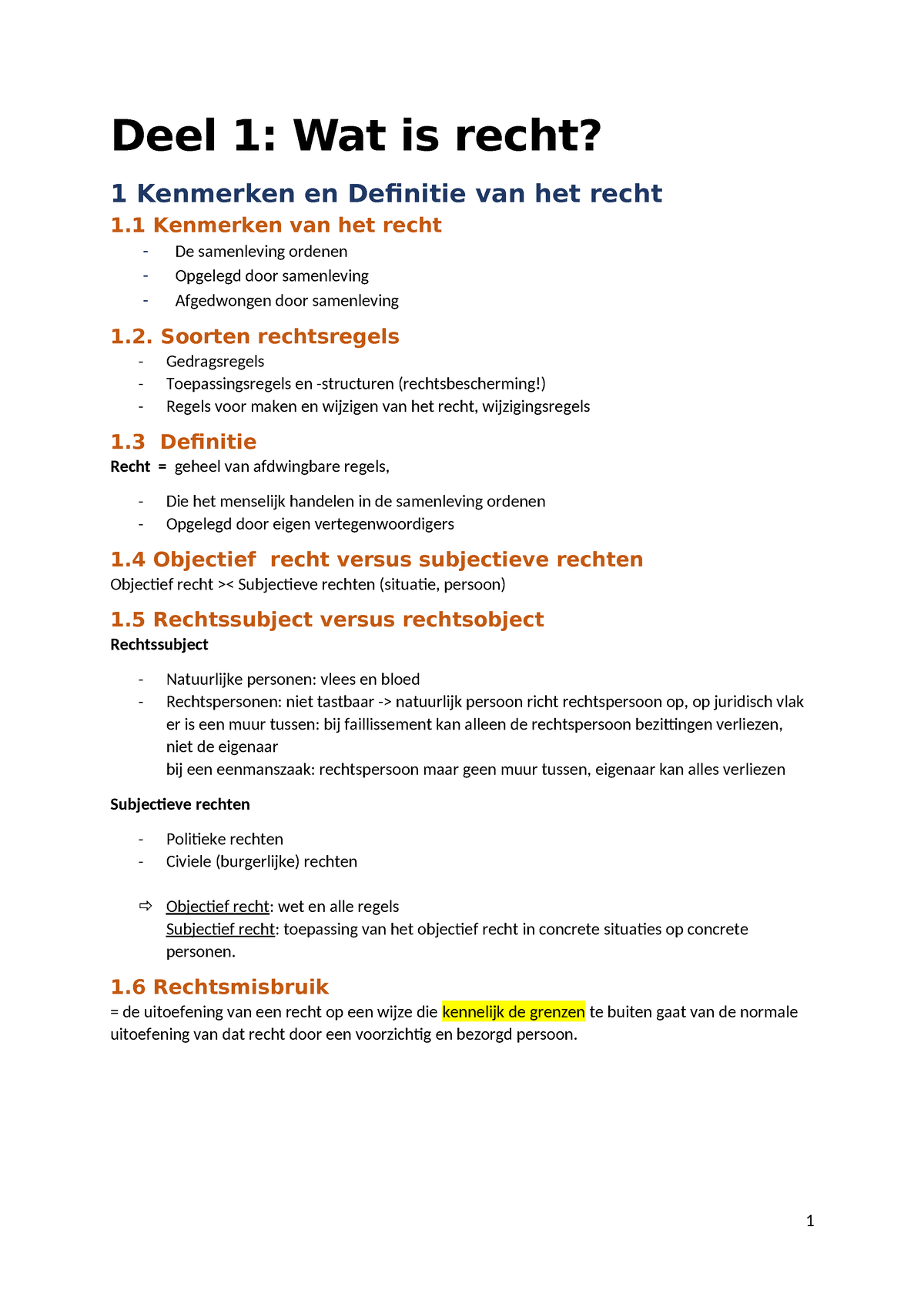 Rechten Samenvatting Deel 1 Wat Is Recht 1 Kenmerken En Definitie